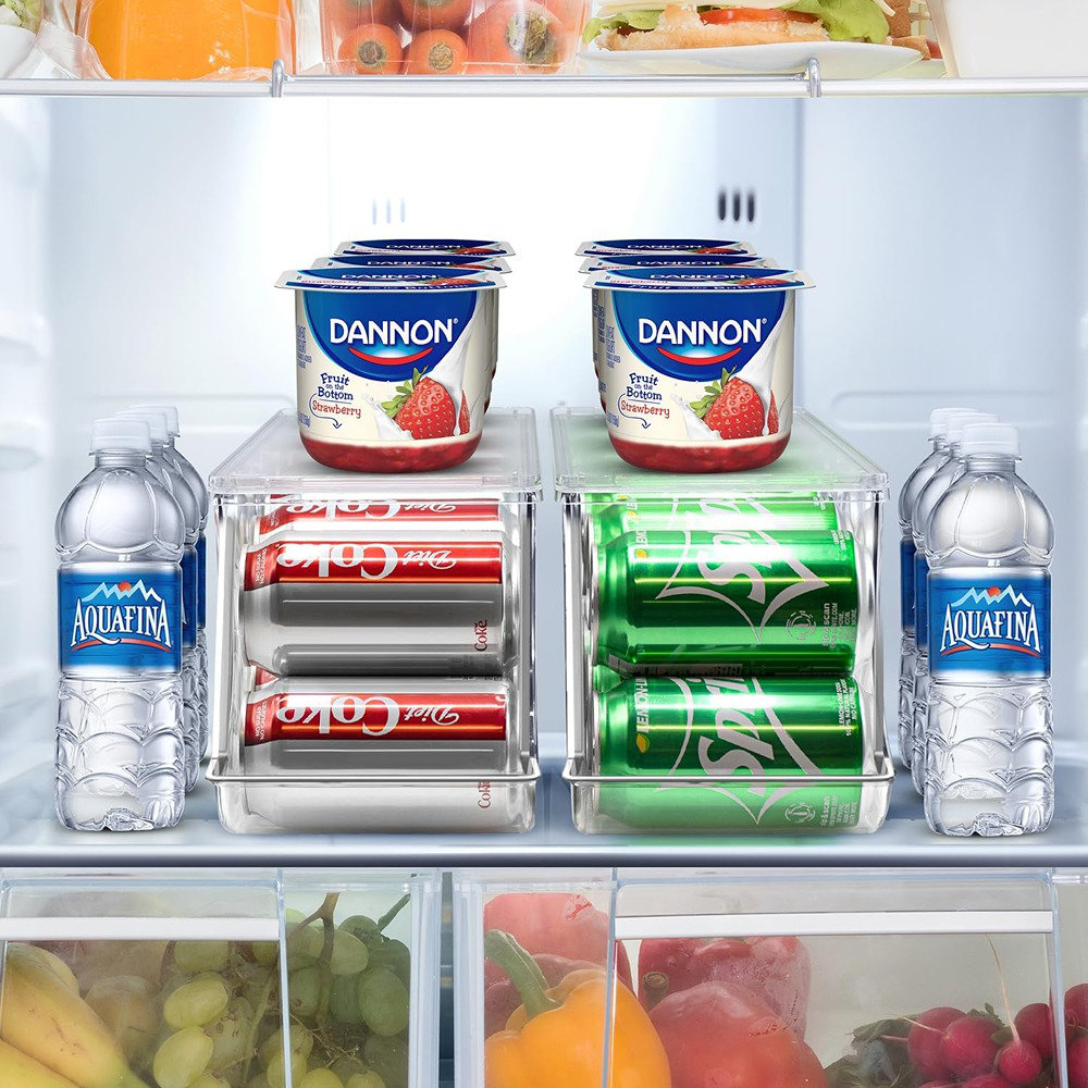 Sorbus Clear Acrylic Stackable 12 Soda and Can Organizer with Lids ...