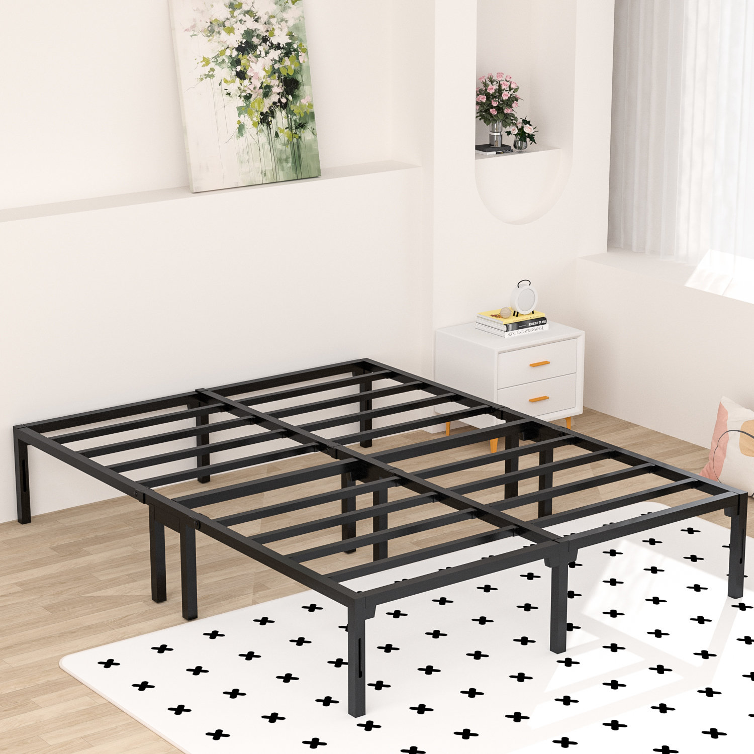 Alwyn Home Deray 14'' Metal Platform Bed Frame, Fast Assembly in 5 min ...