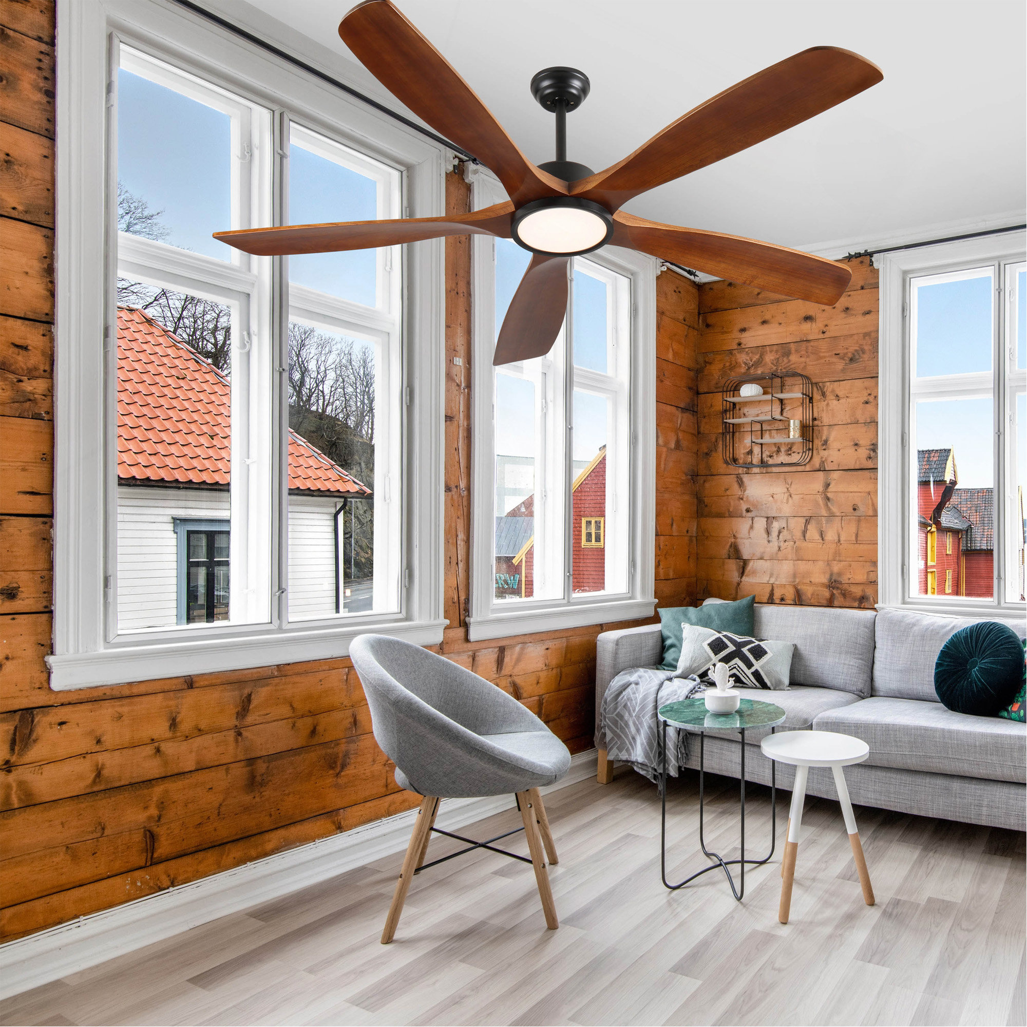 Wrought Studio™ 72 Inch Wood Ceiling Fan With Light | Wayfair