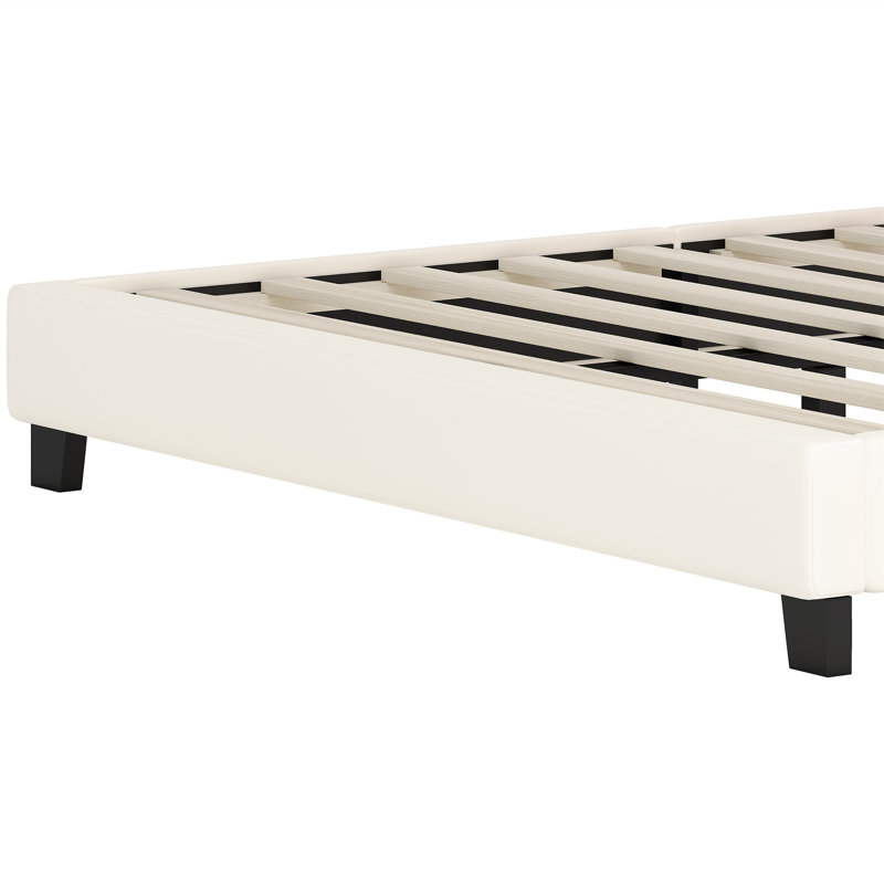 belupai Modern PU Upholstered Full Bed Frame With Stripe Tufted ...