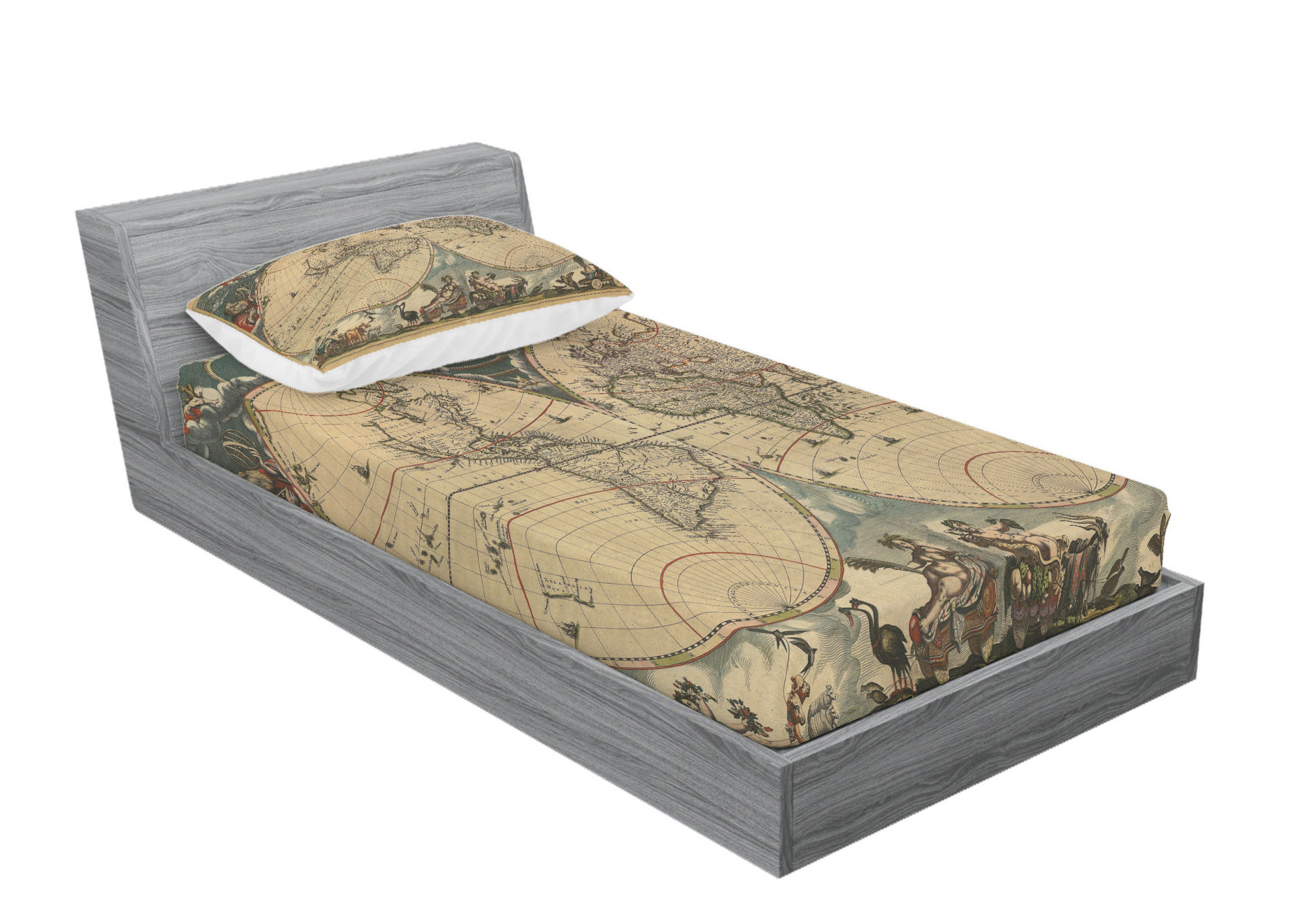 Ambesonne Old Map of World Historic Sheet set | Wayfair