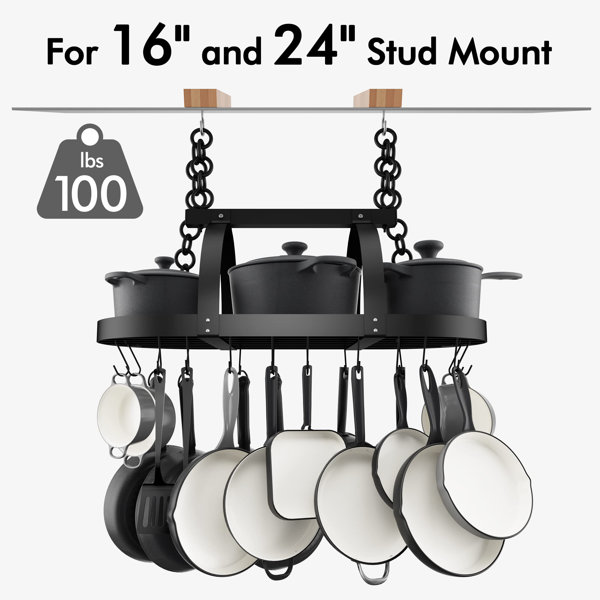 Prep & Savour Ceiling Pot Rack Hanging Pot Rack For Kitchen Oval Pot ...