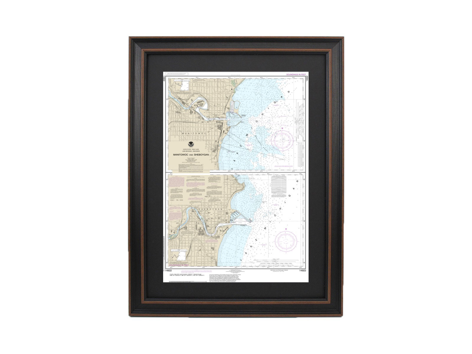 Longshore Tides Manitowoc And Sheboygan | Nautical Chart | Framed Print ...
