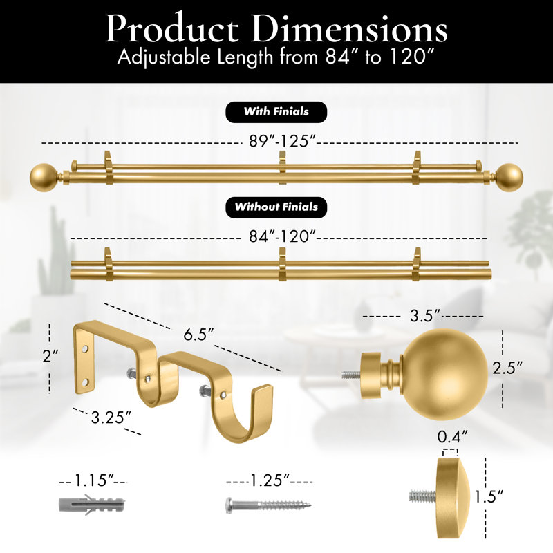 House of Hampton® Eijah Adjustable Double Curtain Rod & Reviews | Wayfair