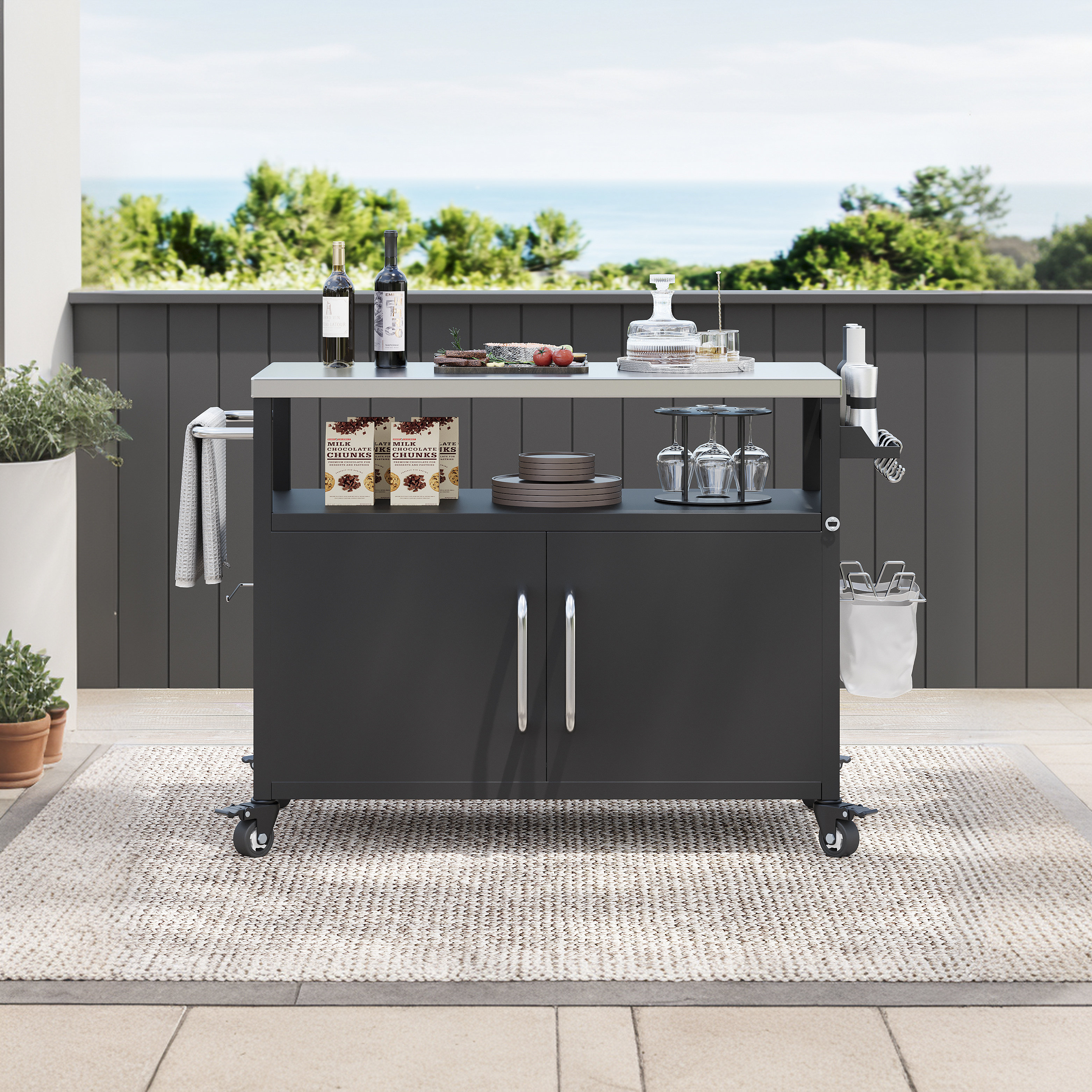 SANDILOOP 54.5-Inch Outdoor Kitchen Island With Stainless Steel ...