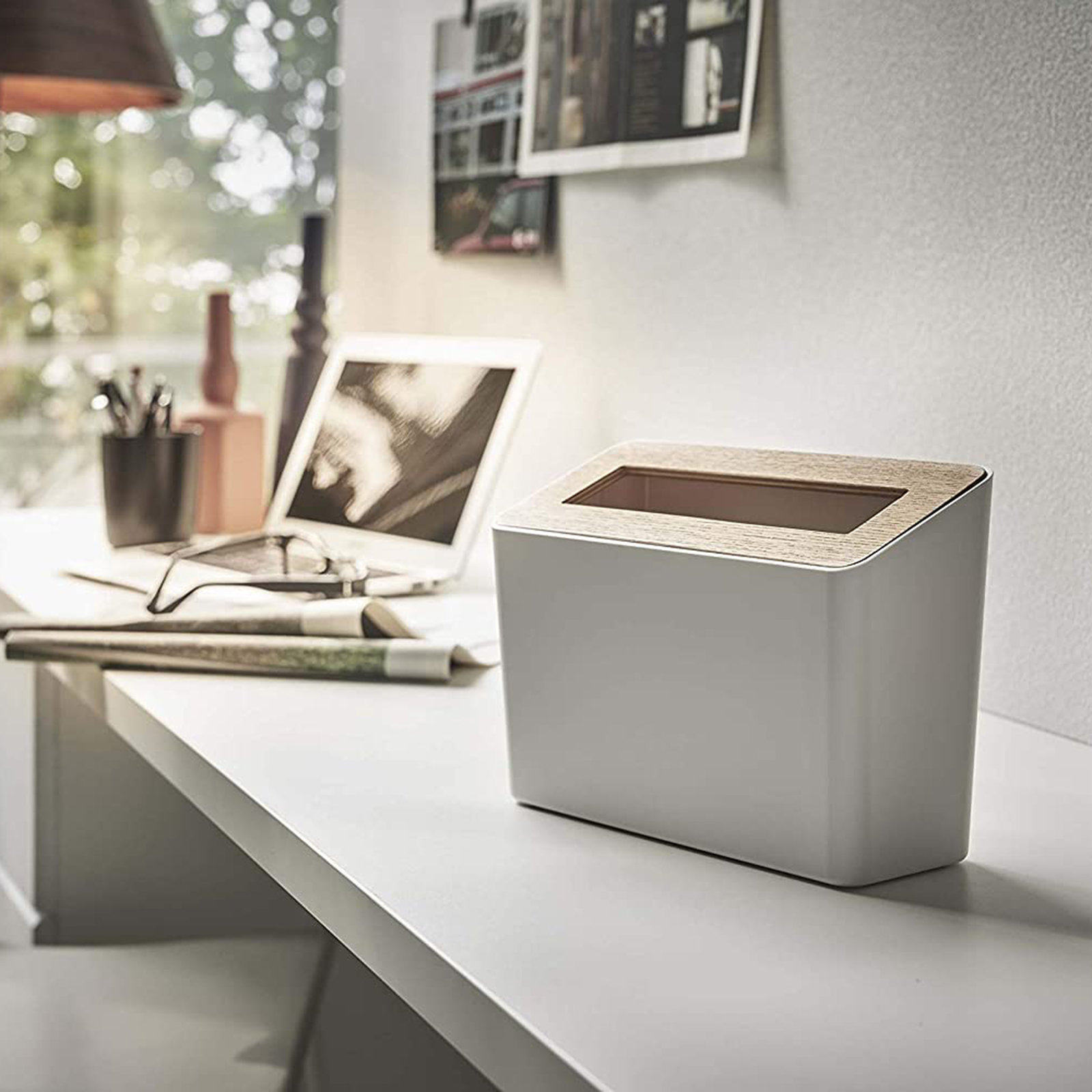 Yamazaki Home Table Top Trash Can, Plastic, 0.45 gallons, 1.7 litres ...