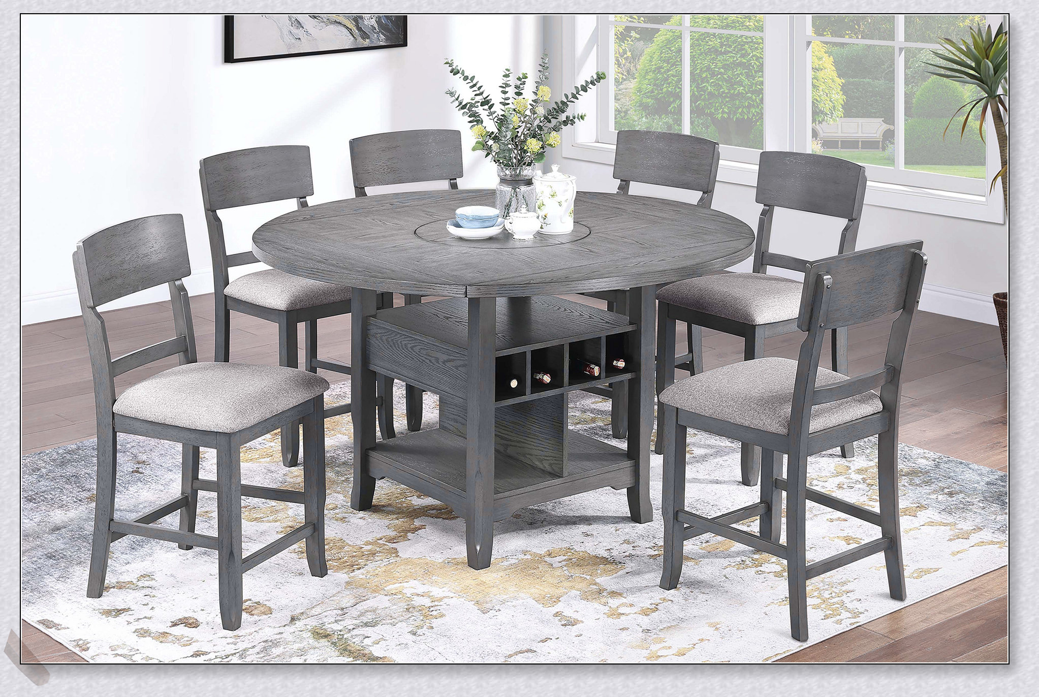 Think Urban Contemporary 7pc Counter Height Dining Set with Grey Table ...