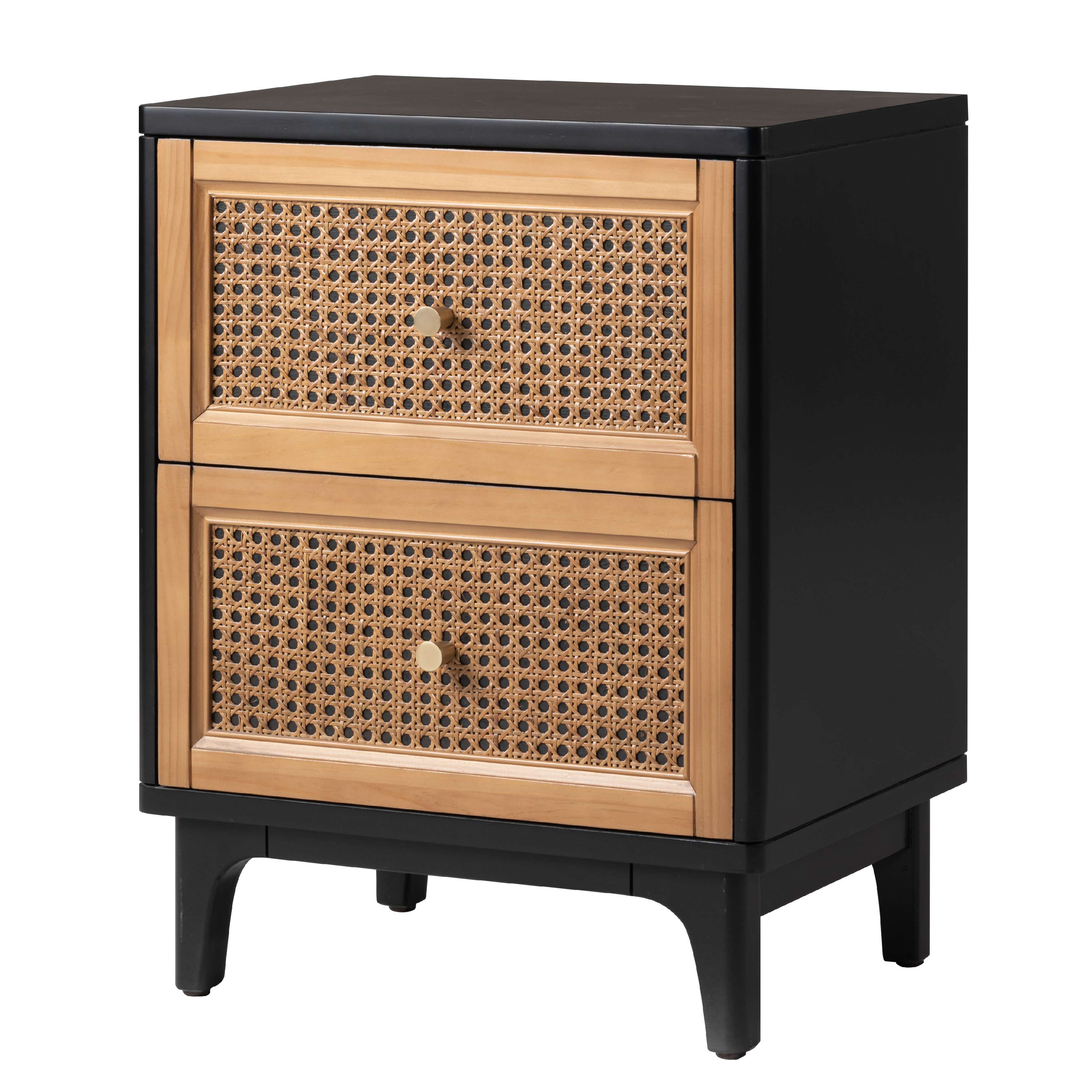 Bay Isle Home™ Aril 2-Drawer Woven Cane Front Accent Nightstand with ...