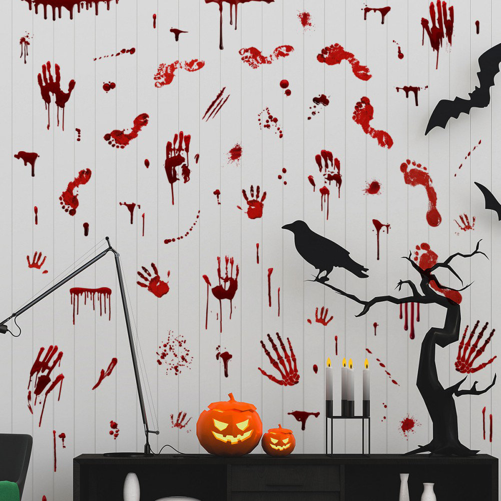 The Holiday Aisle® 8 sheets Halloween Bloody Hand and Footprint Decals ...