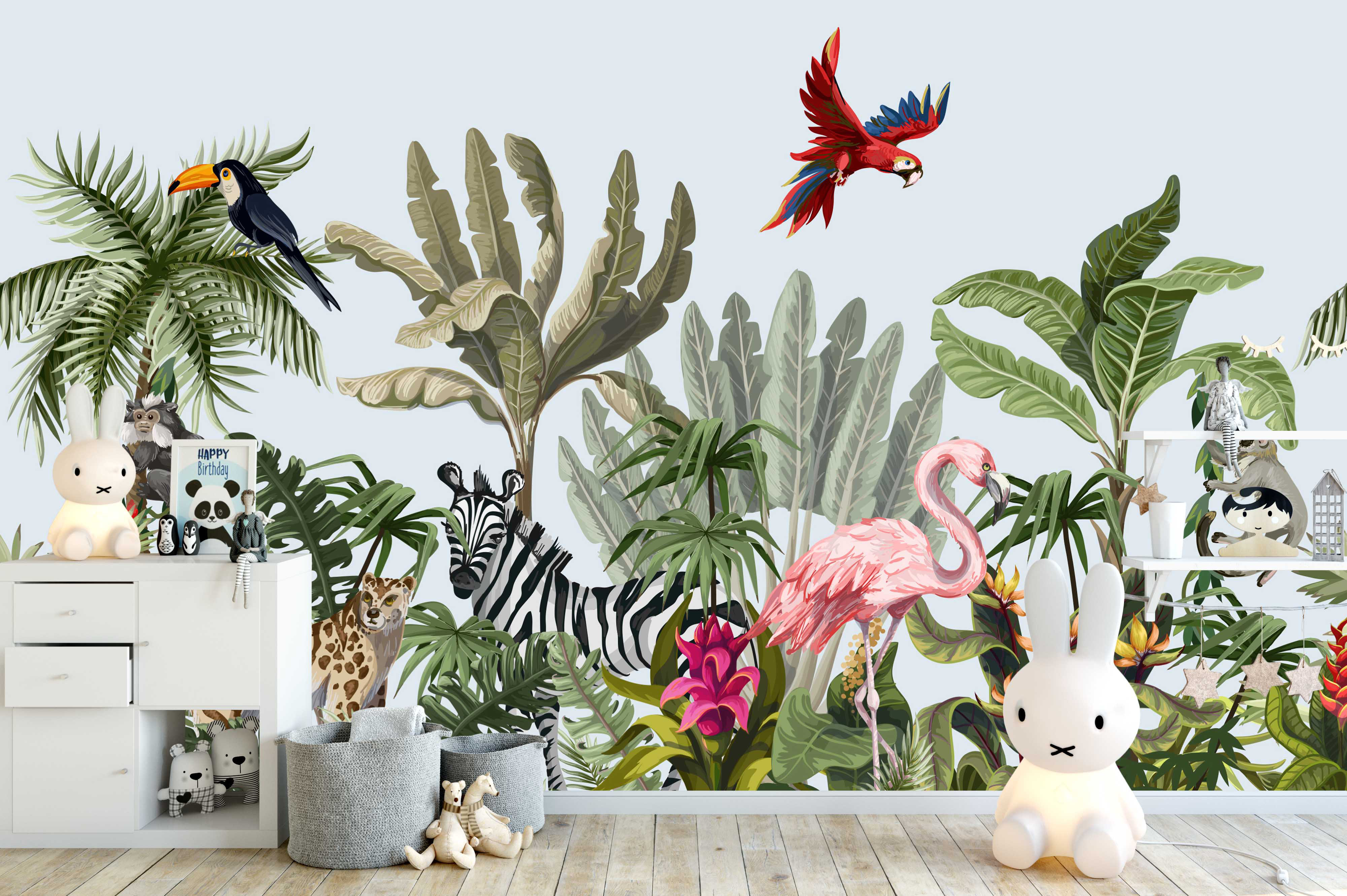 Dakota Fields Tropical Jungle Playing Wild Animals Removable Wallpaper ...