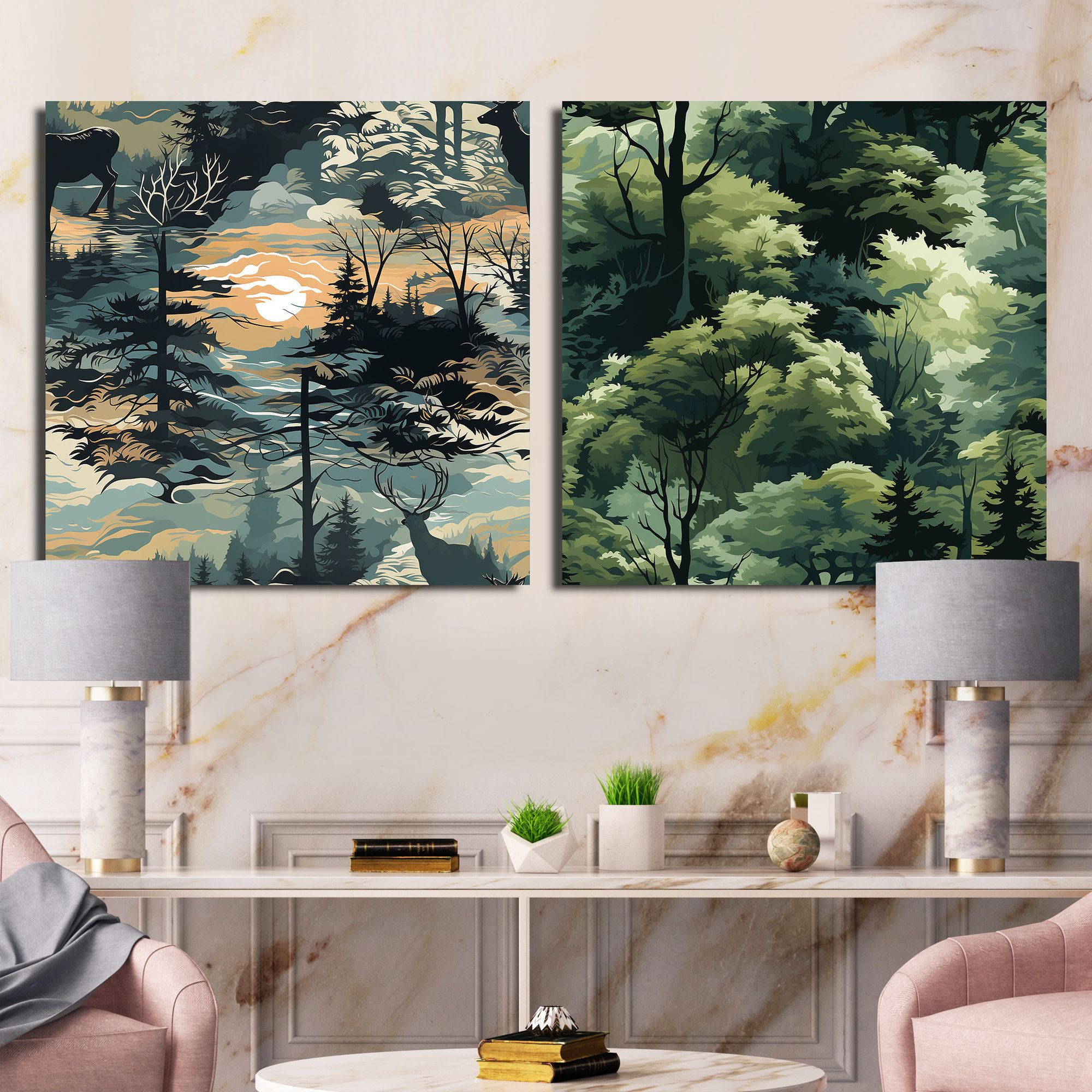 Design Art Wilderness Forest Harmony Landscape - Forest Square Collage ...