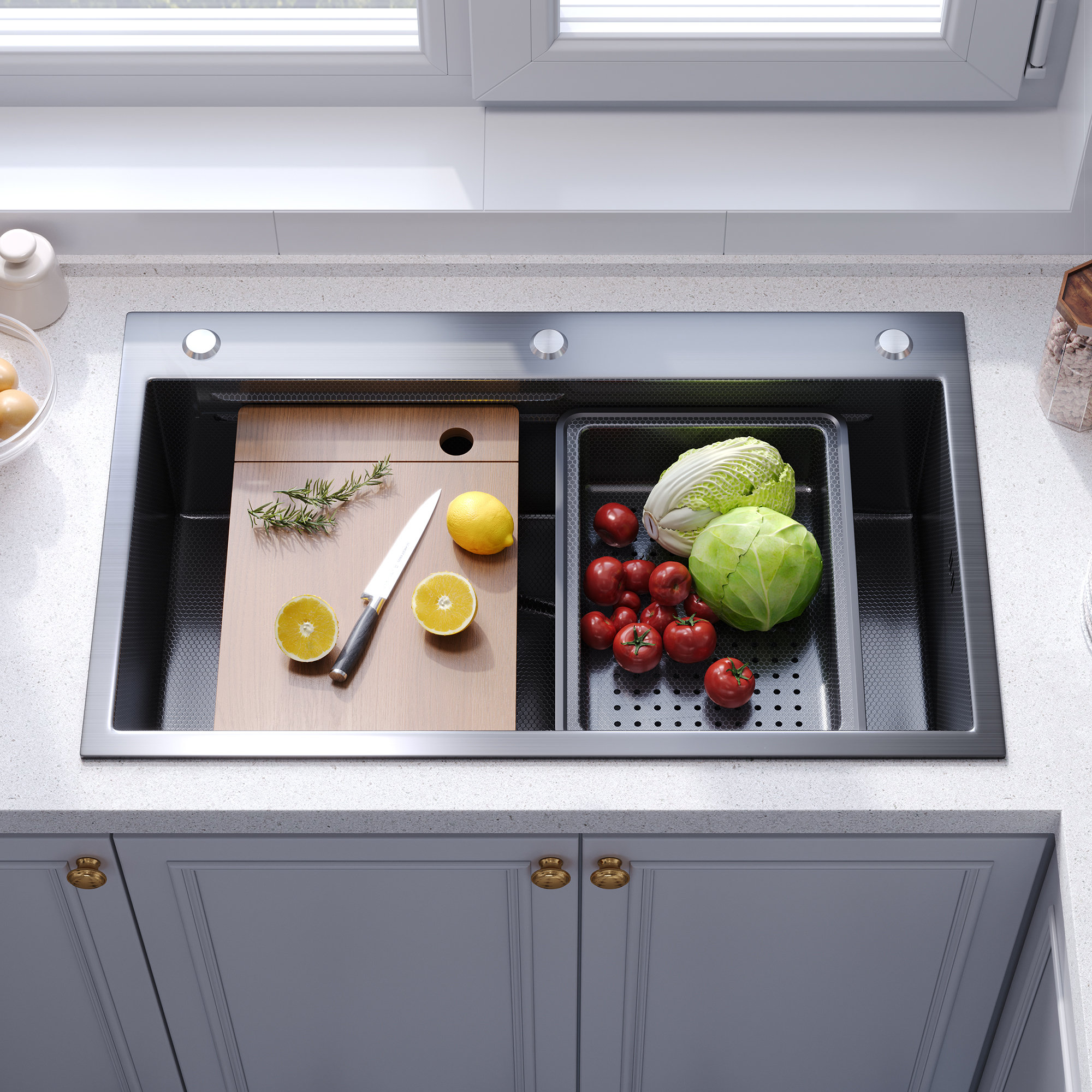 Peizi Black Stainless Steel Single Bowl Kitchen Sink, Drop-In ...