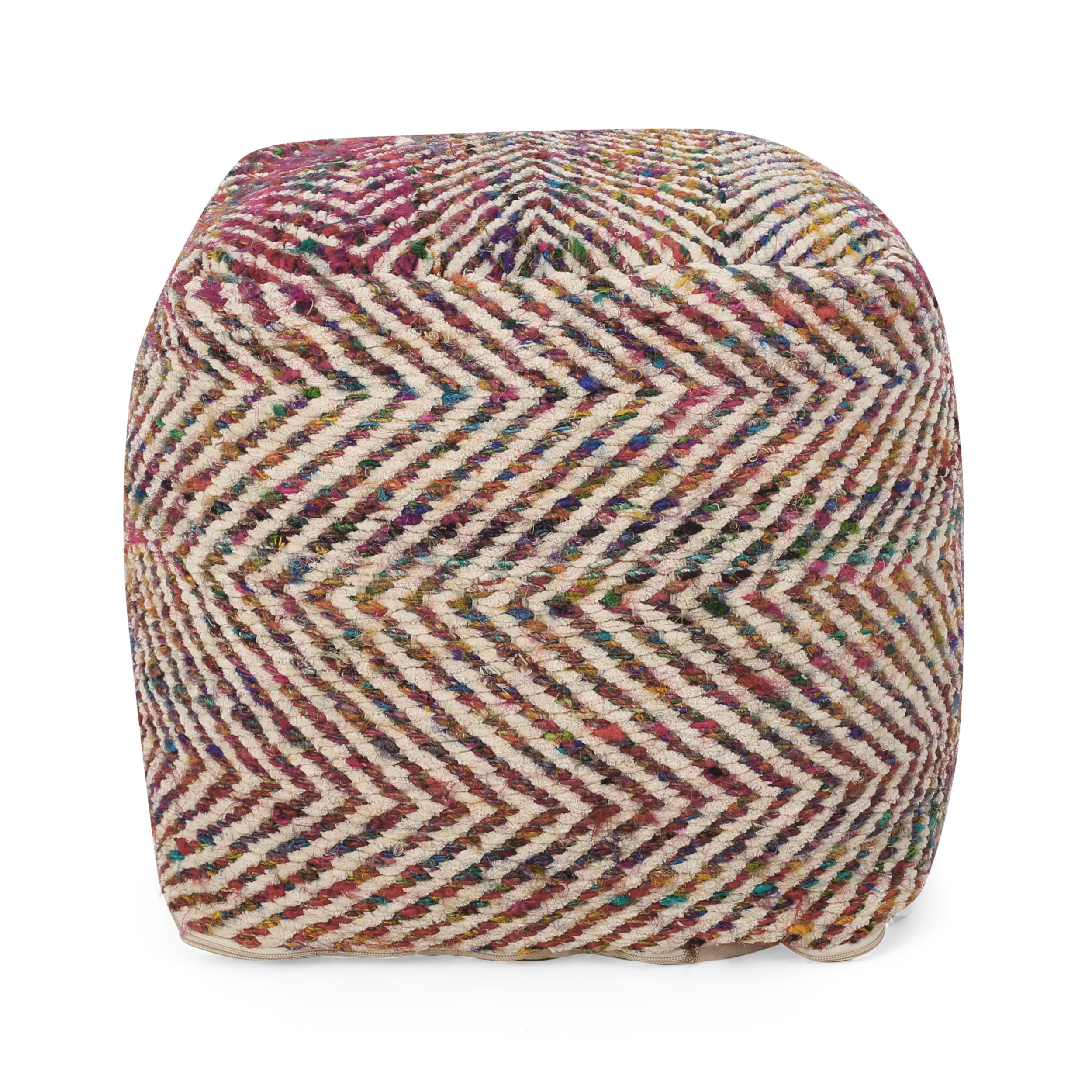 Home Loft Concepts 16" Square Chevron Pouf Ottoman | Wayfair
