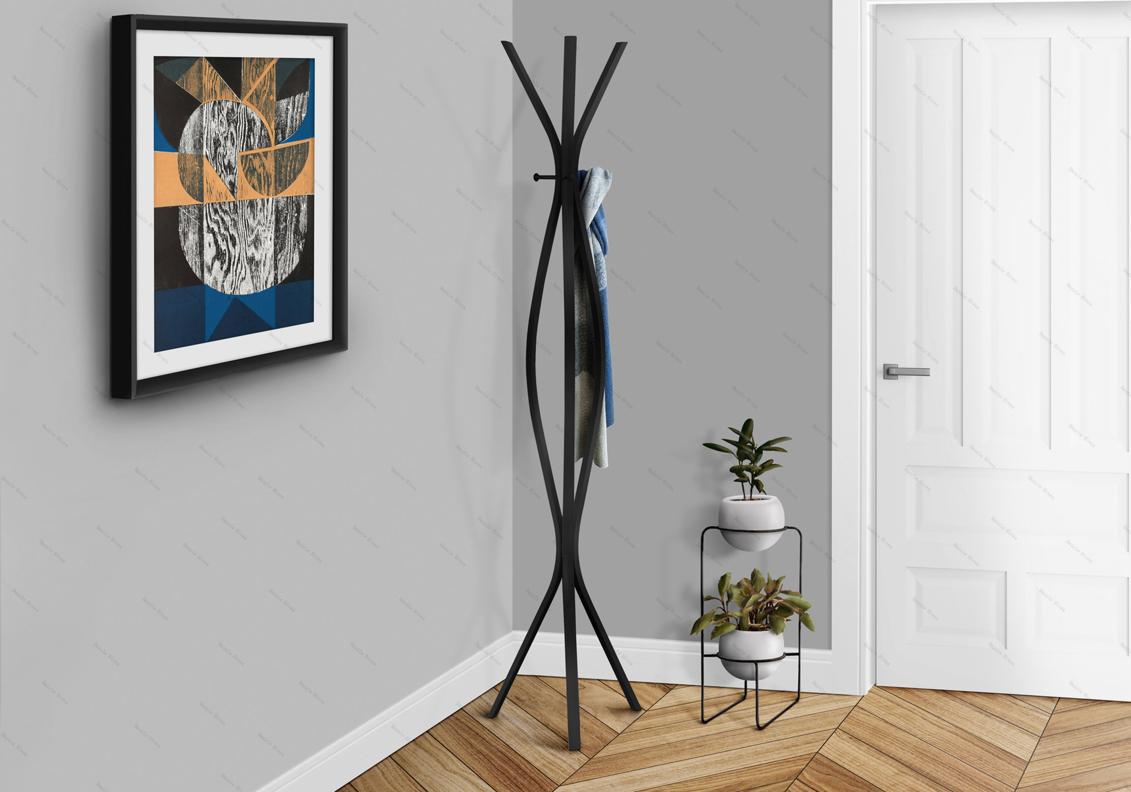 Ebern Designs Coat Rack, Hall Tree, Free Standing, 3 Hooks, Entryway ...