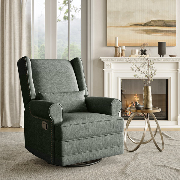 Winston Porter 34" Wide Swivel Rocking Nursery Recliner Comfortable ...