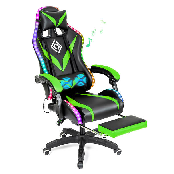 Hoffree Rocking Gaming Chair with Speakers Ergonomic Gamer Chair with ...