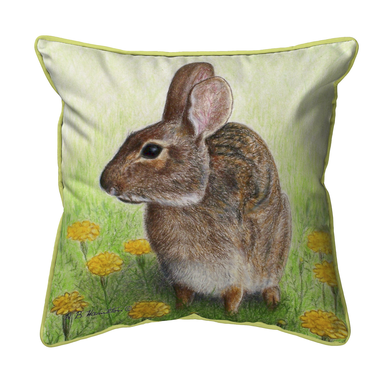 Betsy Drake Interiors Rabbit Outdoor Square Pillow Cover & Insert | Wayfair