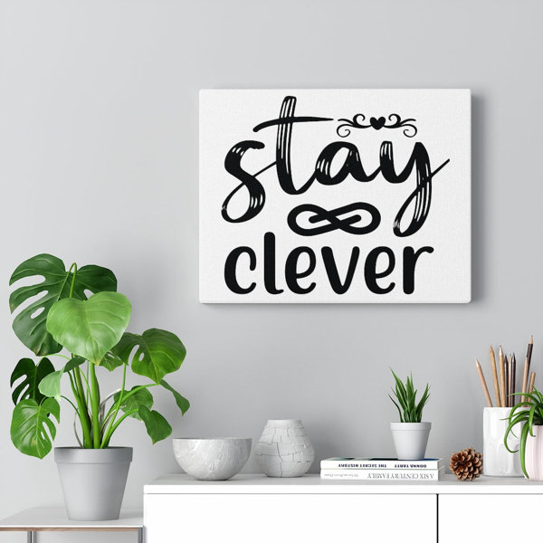 Blue Elephant Stay Clever - Wrapped Canvas Print | Wayfair.co.uk