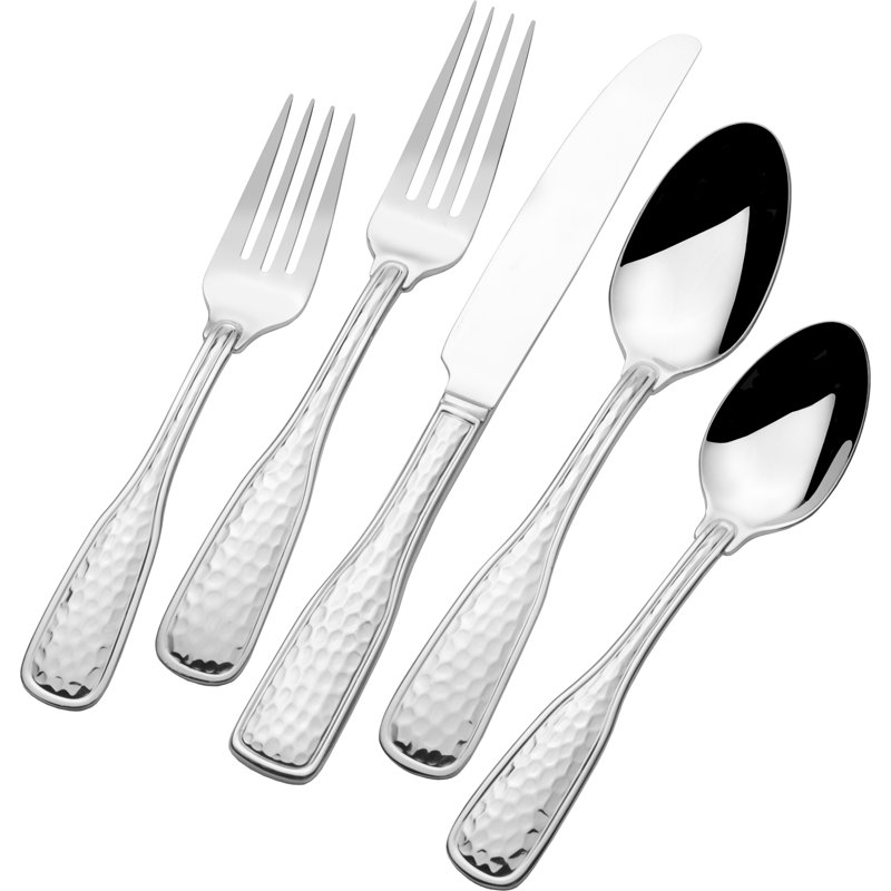St. James Country Hammered 18/10 Stainless Steel 45pc Flatware Set ...