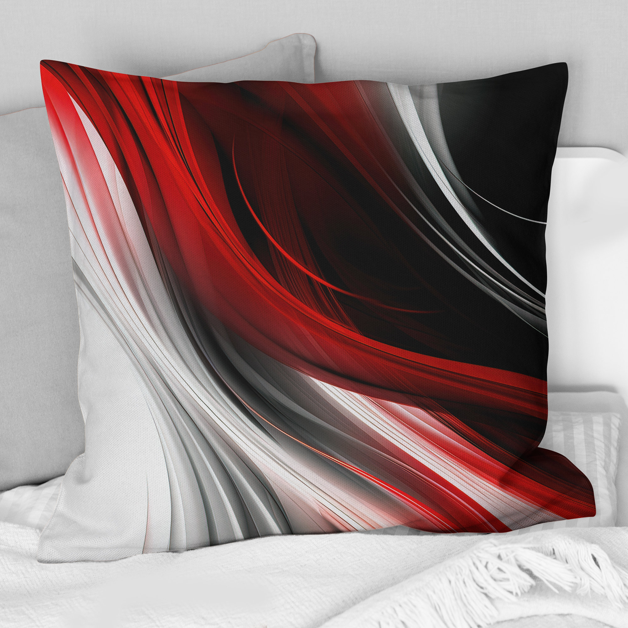 Design Art Red Black Infinite Ripples I - Abstract Modern Waves Printed ...