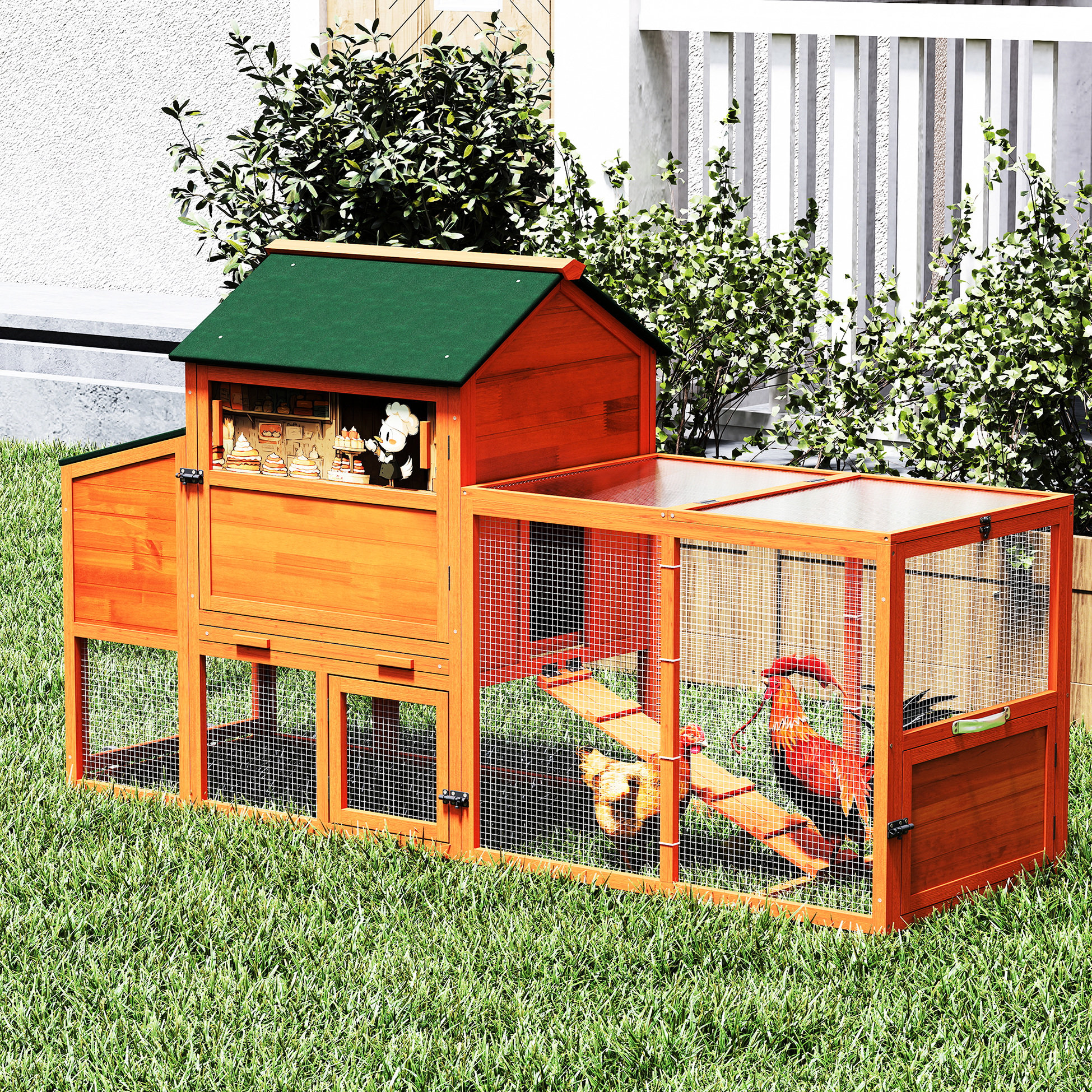 One Allium Way Innovative Orange Chicken Habitat With Dual Entry, Pull ...