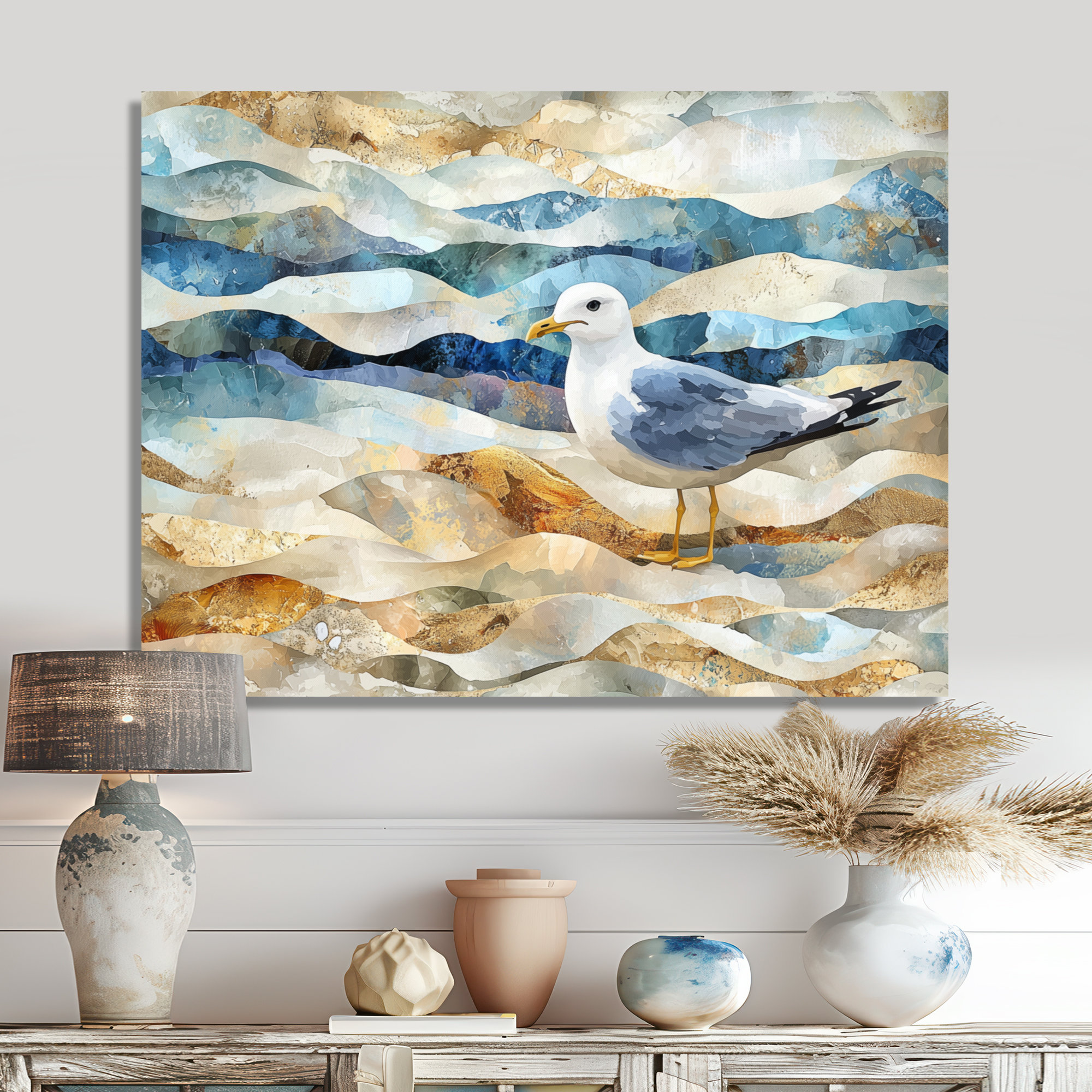 George Oliver Coastal Seagull The Watchful Gull I - Modern Metal Art ...