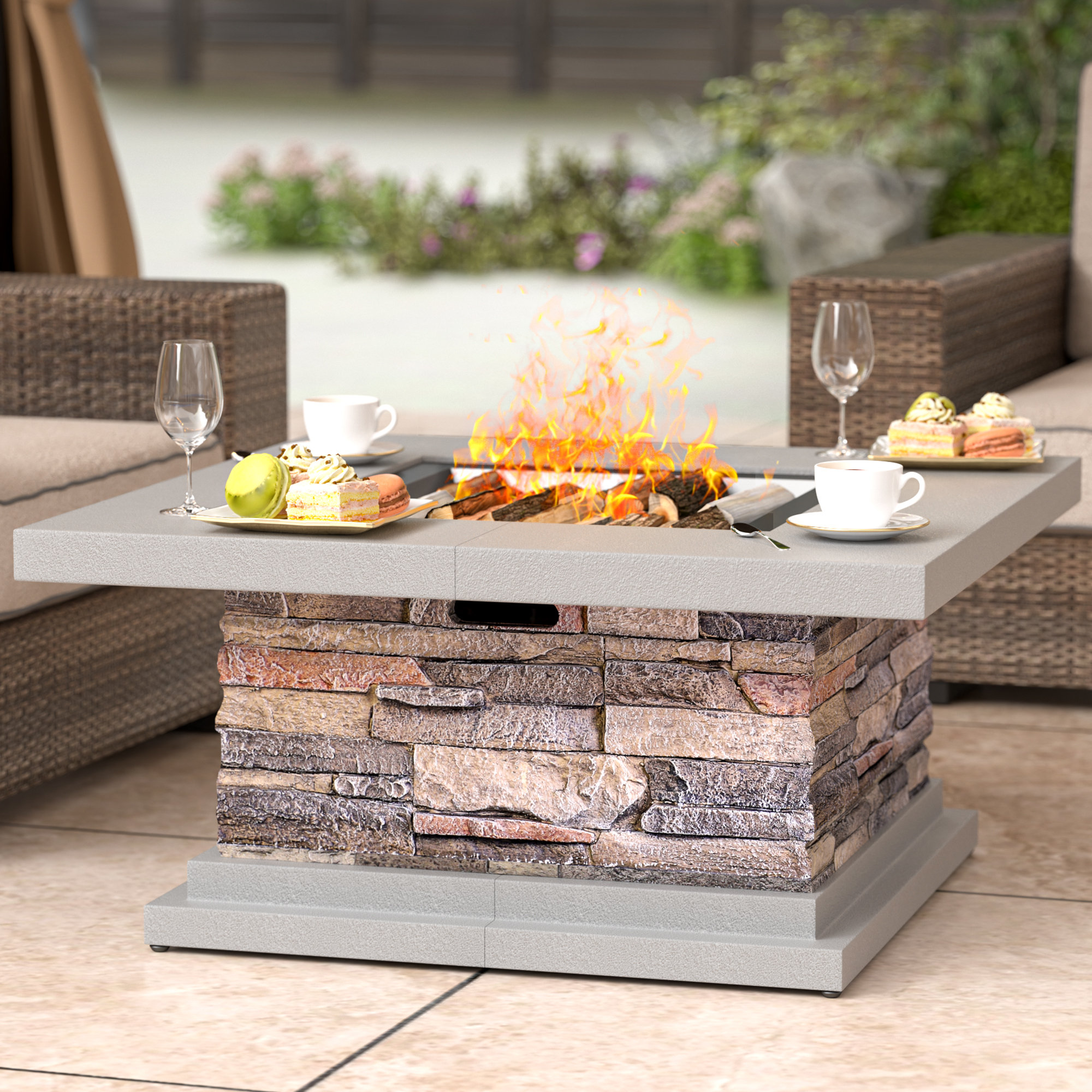 Stone Fire Pit Table New England Round Stone Fire Pit | Stonewood