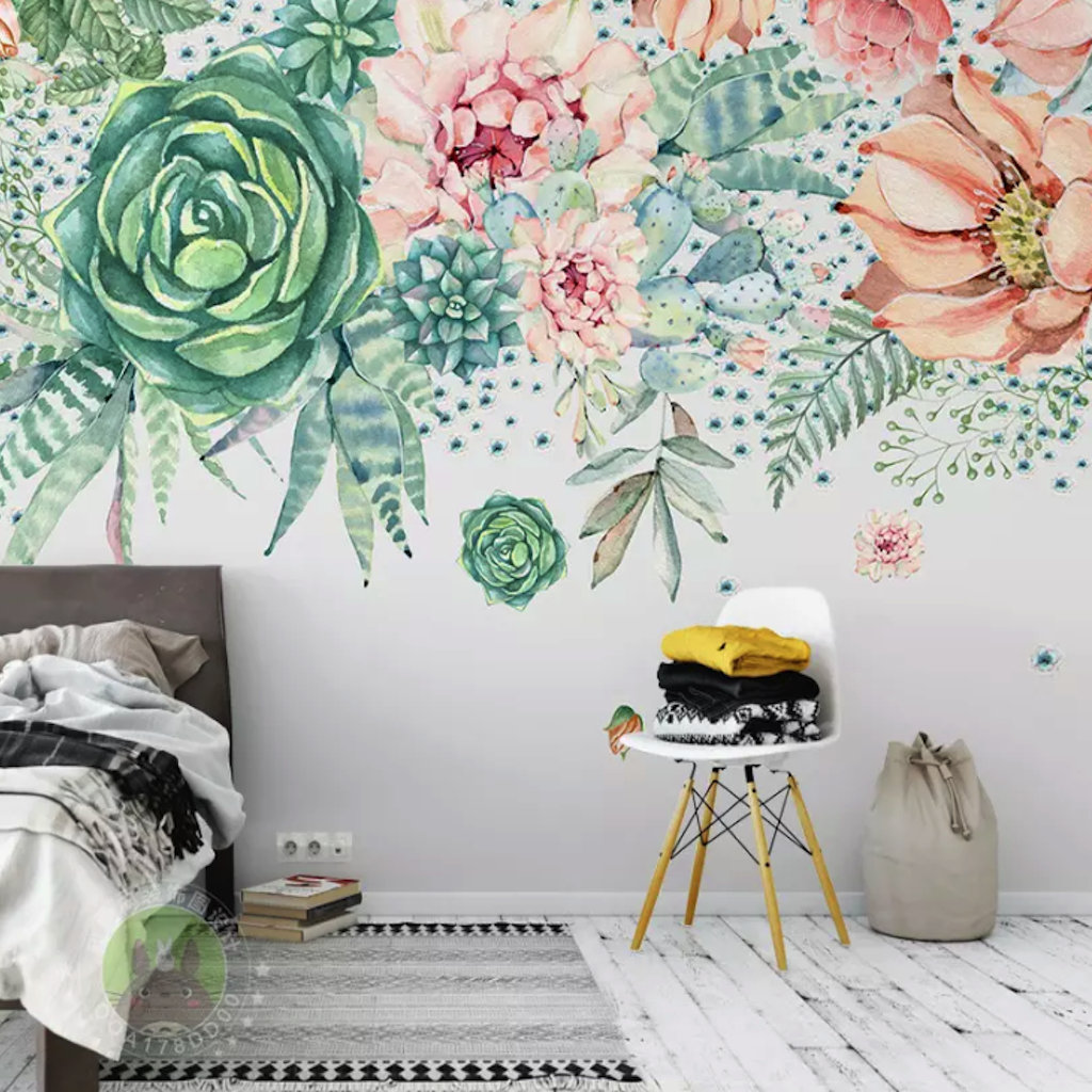 Bungalow Rose Mcnally Soft Flower Texture Wall Mural | Wayfair