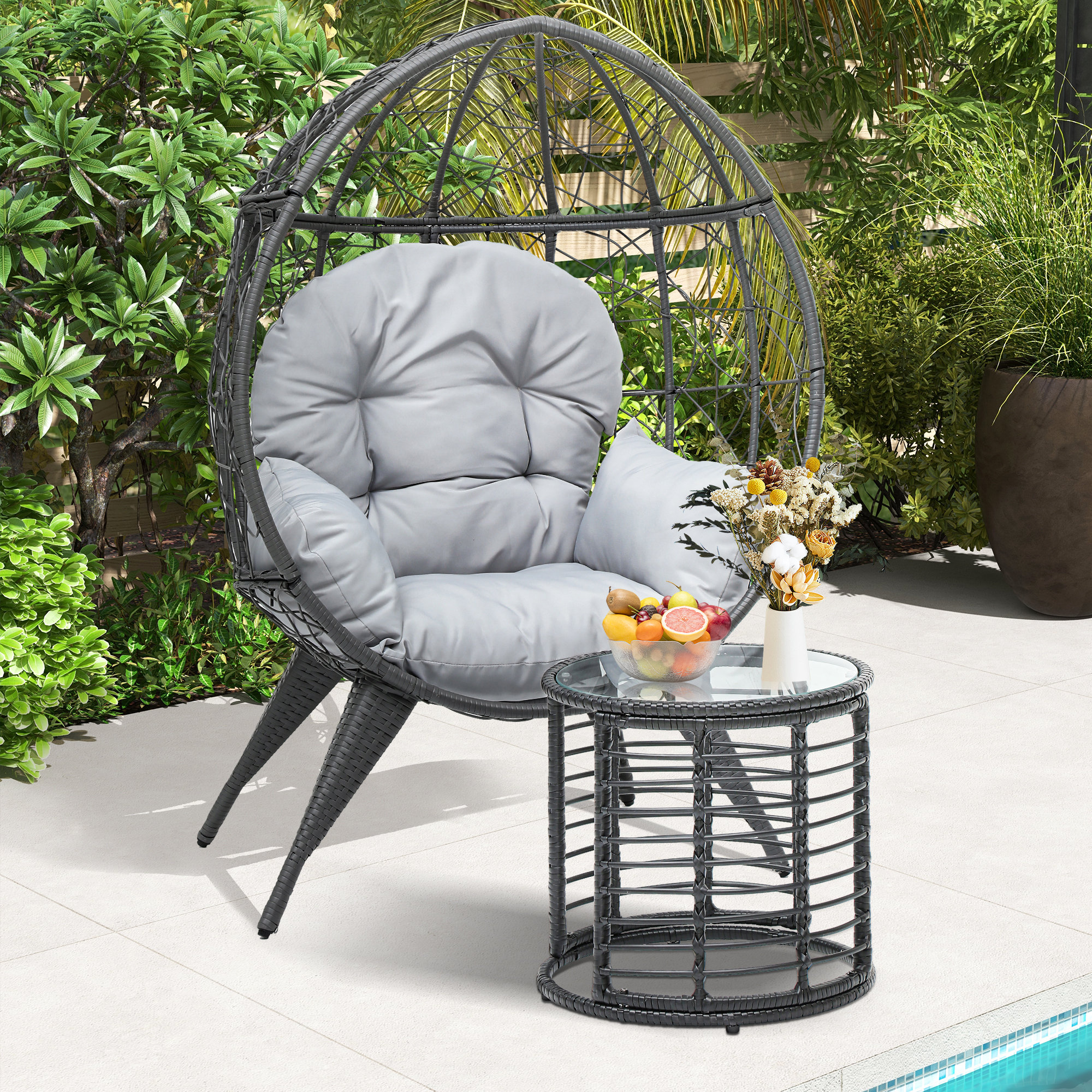Dakota Fields Egg Chair with End Table & Reviews | Wayfair