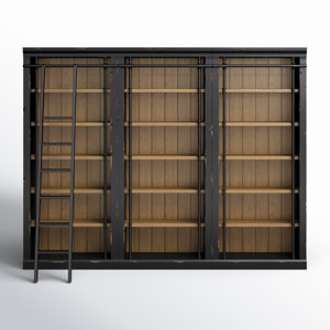 Birch Lane™ Lorna Assembled 94" Tall Bookcase Wall With Ladder, Storage ...