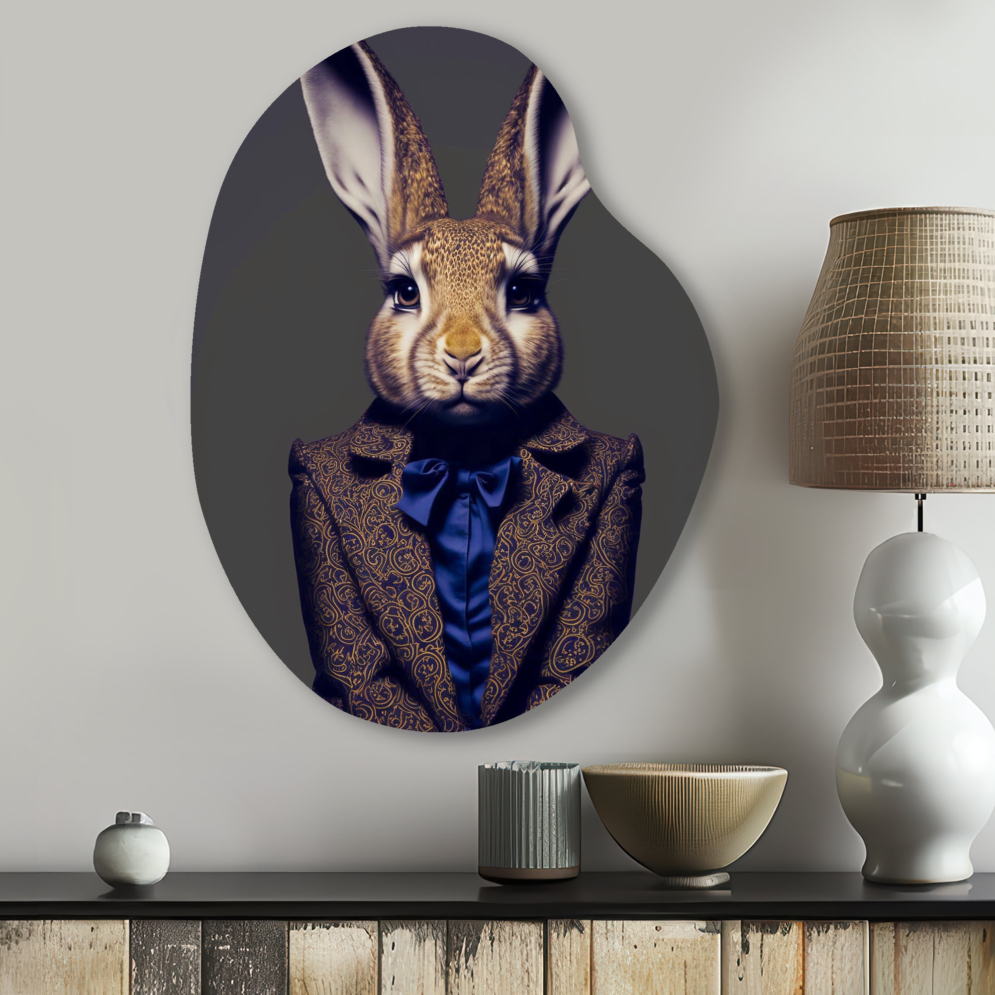 Trinx Fancy Rabbit In A Blue Suit - Animals Rabbit Pear Shape ...
