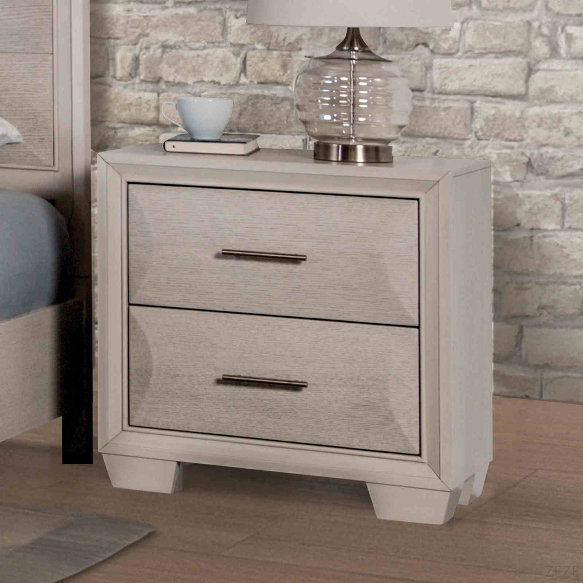Latitude Run® Transitional Style White Oak Finish Nightstand 1Pc ...