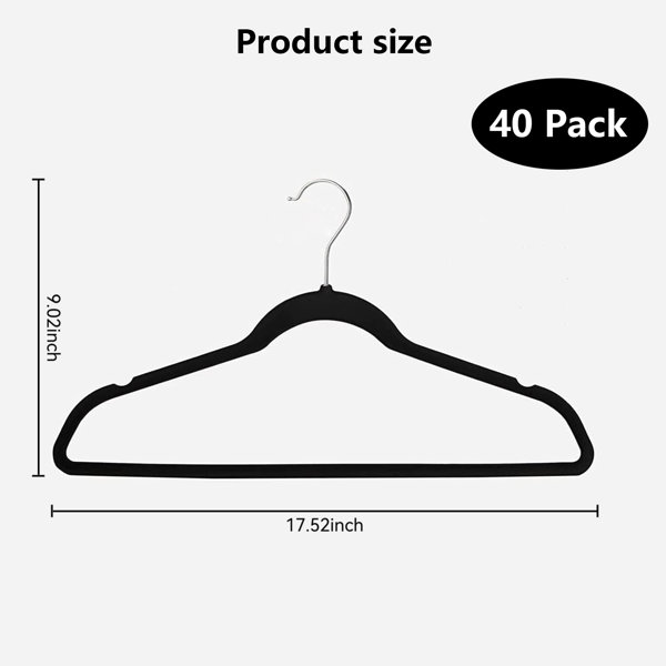 Rebrilliant Premium Velvet Hangers, Non-Slip Thin Plush Felt Hangers ...