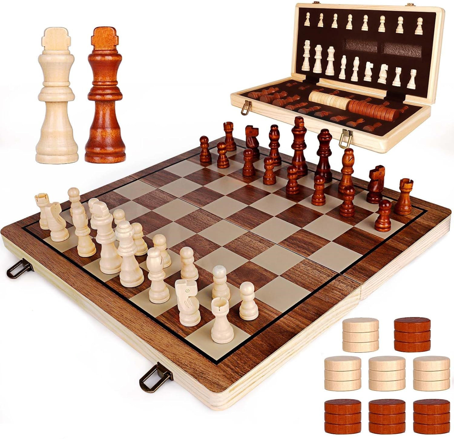 ColourTree Wooden Chess Checkers Set | Wayfair