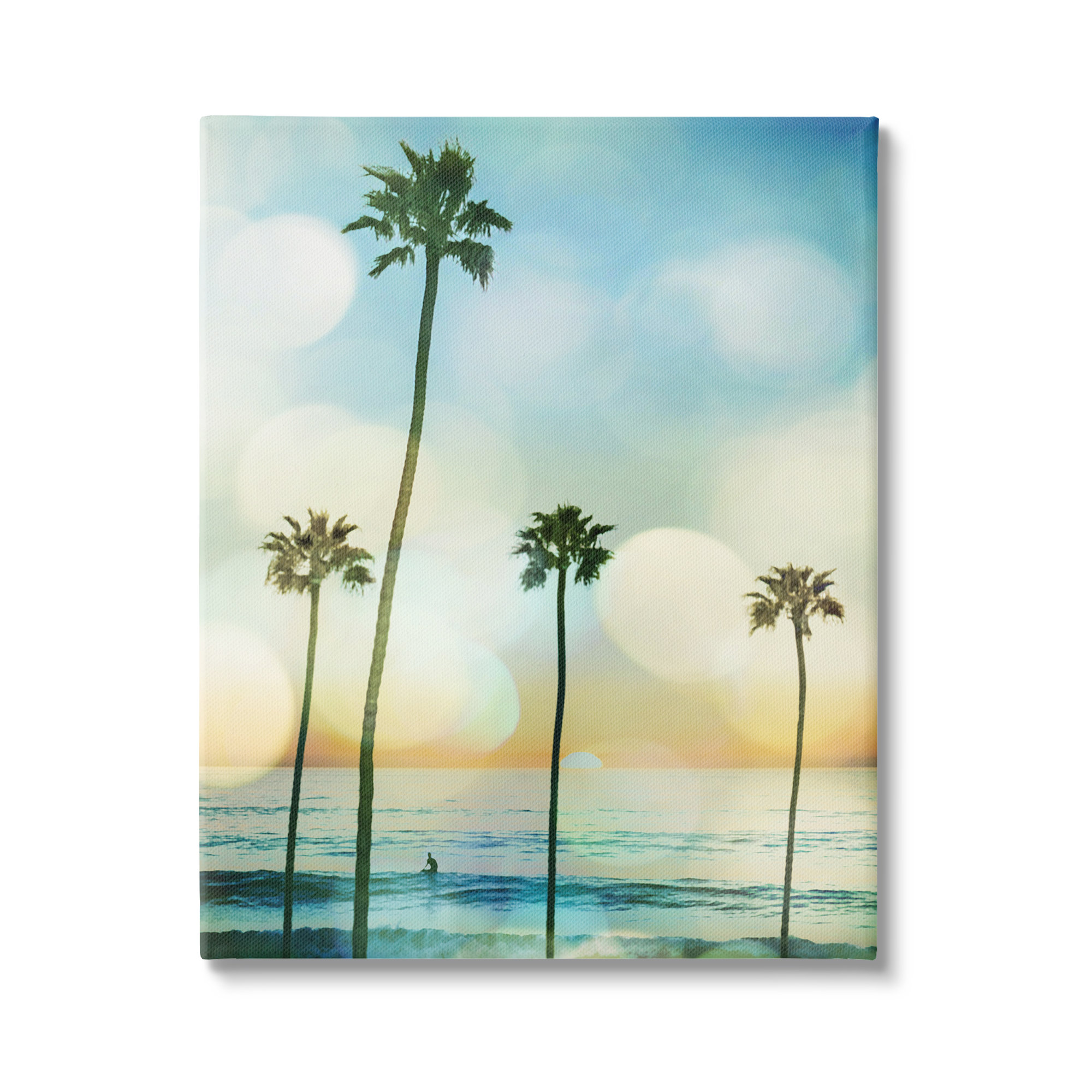 Stupell Industries Surfing Tropical Palms Canvas Wall Art Design by ...