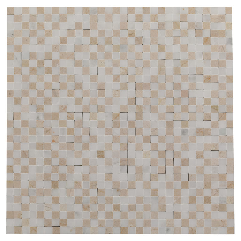 The Tile Square Cream and White Grid Mosaic Wall & Floor Tile | Perigold