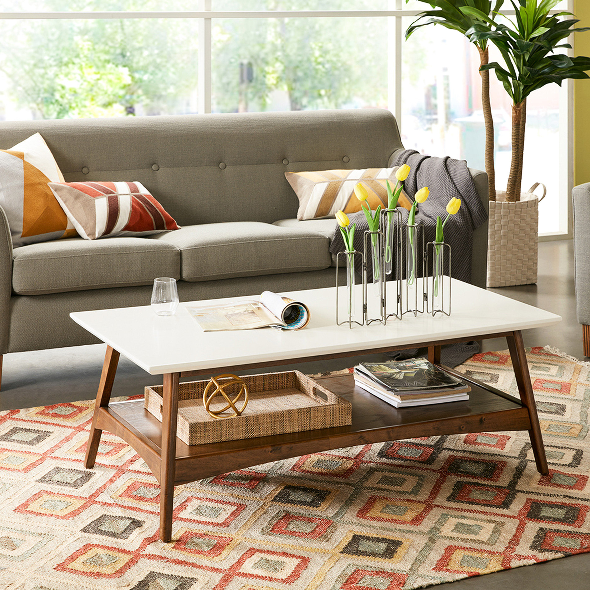 Latitude Run® Captivating Coffee Table Composed Of Solid Wood And , Two ...