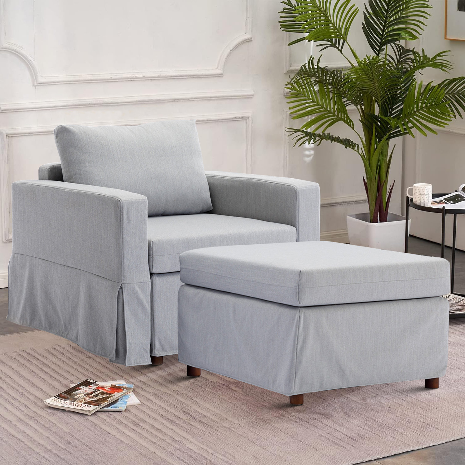 Latitude Run® Chaise d'appoint rembourrée avec repose-pieds avec repose ...