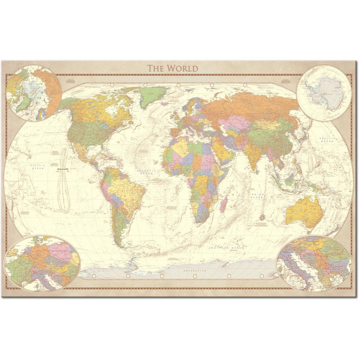 East Urban Home World Map - Wrapped Canvas Print | Wayfair