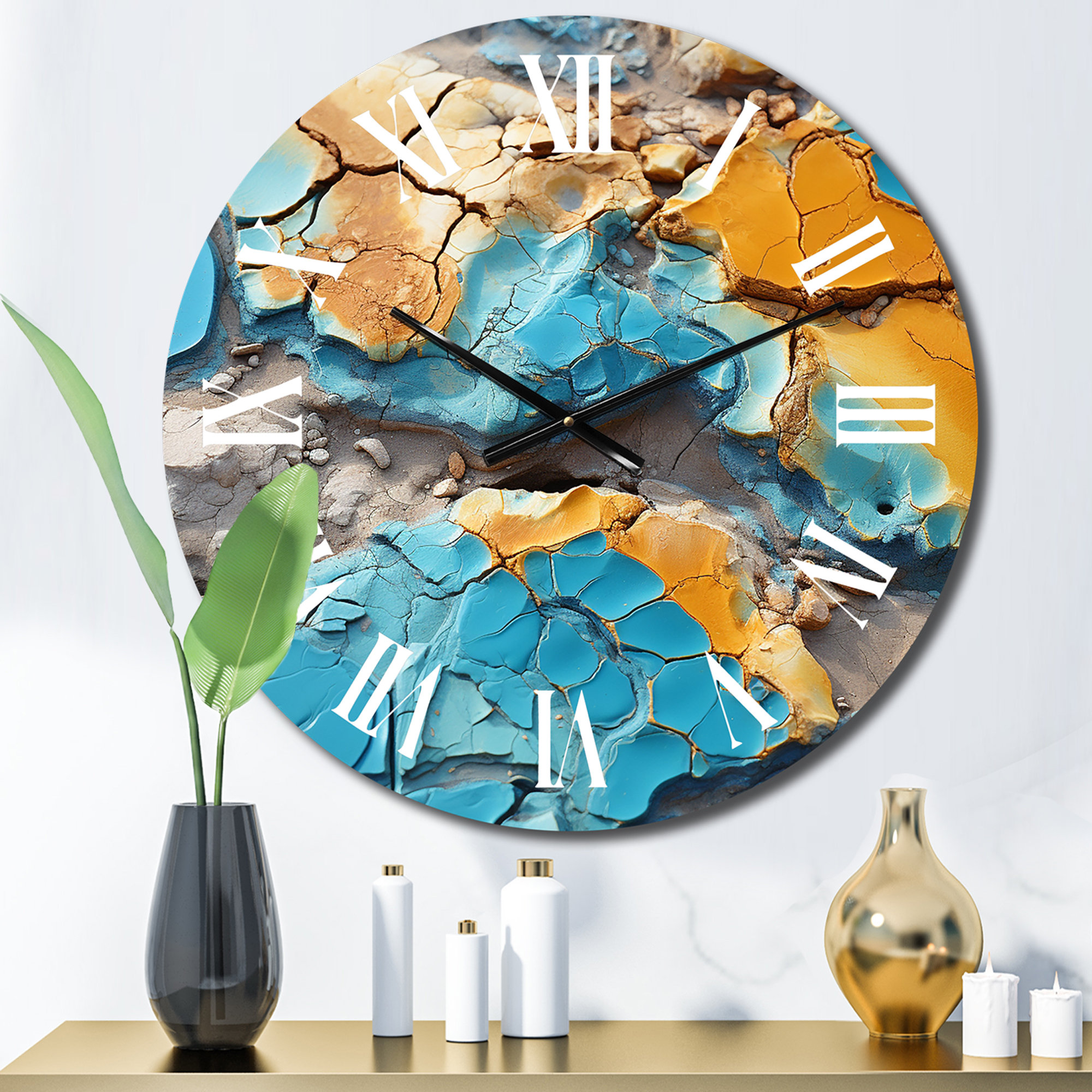 East Urban Home Lava Marble Art Liquid Orange and Blue III - Abstract ...