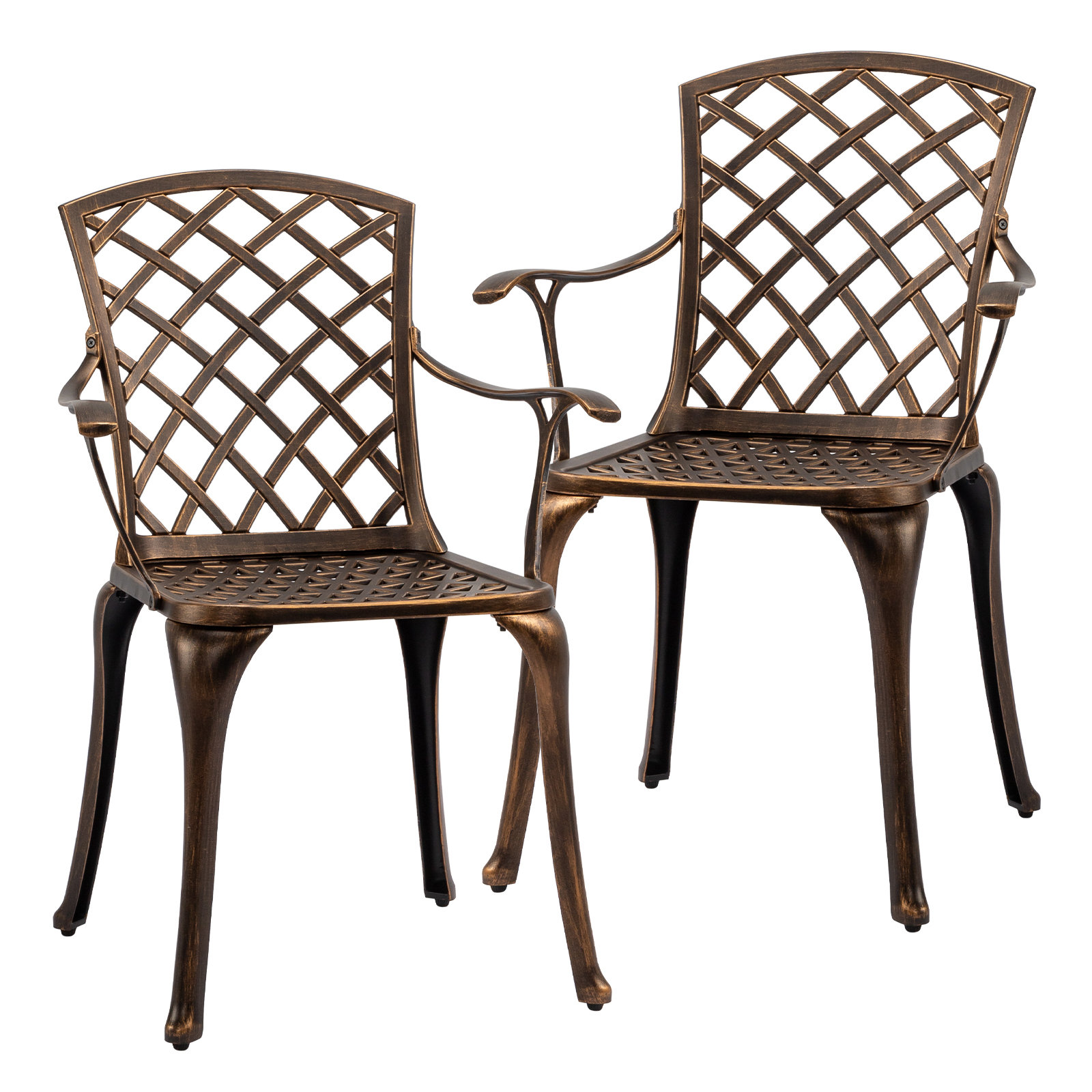 Fleur De Lis Living Bronze Cast Aluminum Outdoor Dining Chairs (Set Of ...