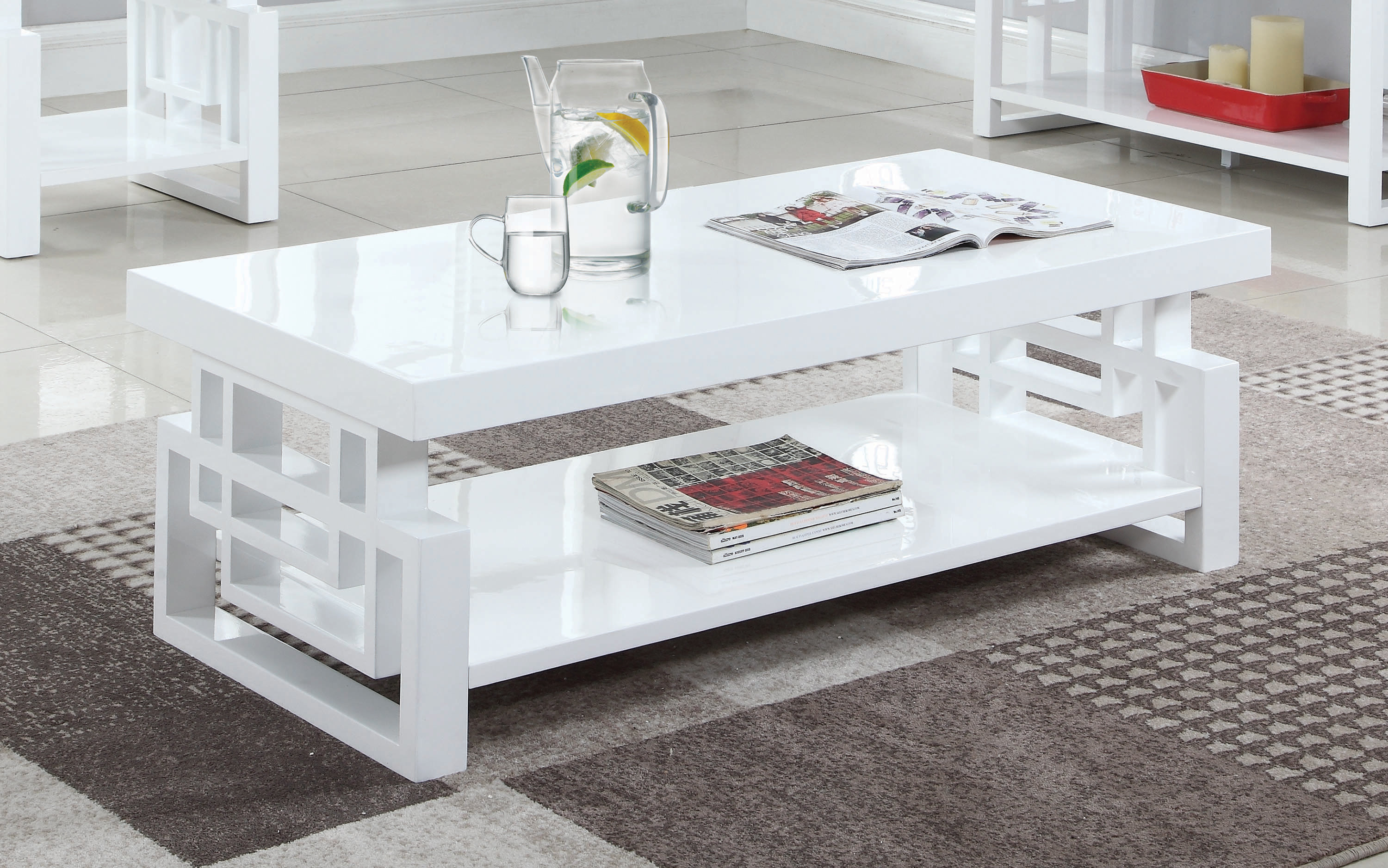 Latitude Run® Schmitt High Glossy White Rectangular Coffee Table | Wayfair