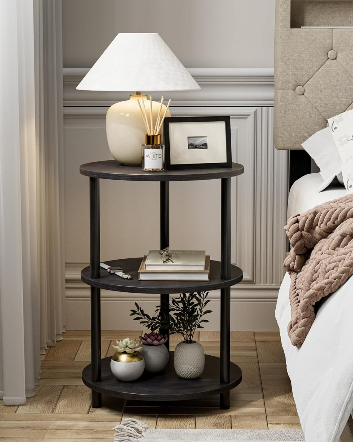 Ebern Designs 3-Tier Round End Table - Industrial Vintage Accent Table ...