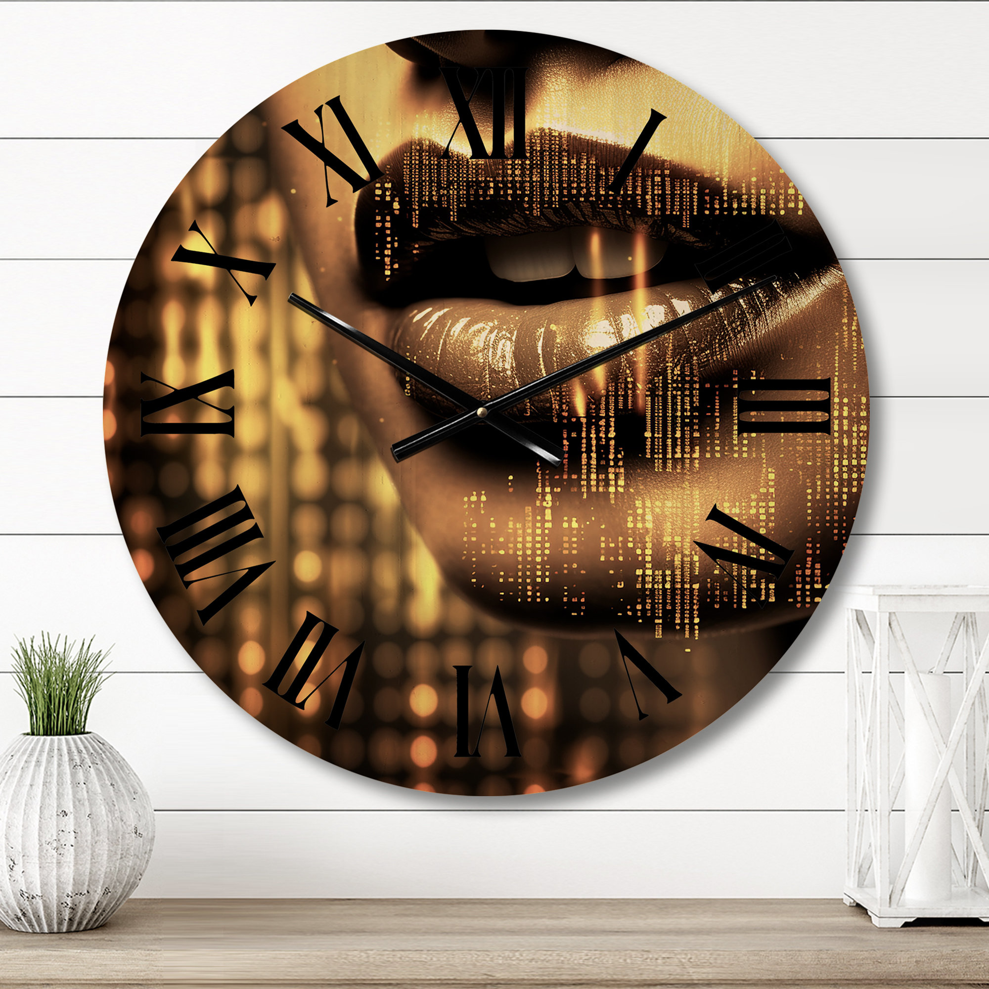 East Urban Home Retro Futuristic Sugar Lips In Gold - Fashion Woman ...