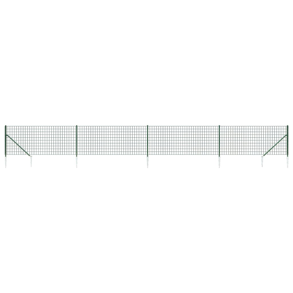 Vidaxl Wire Mesh Fence With Spike Anchors Green 32.8' | Wayfair