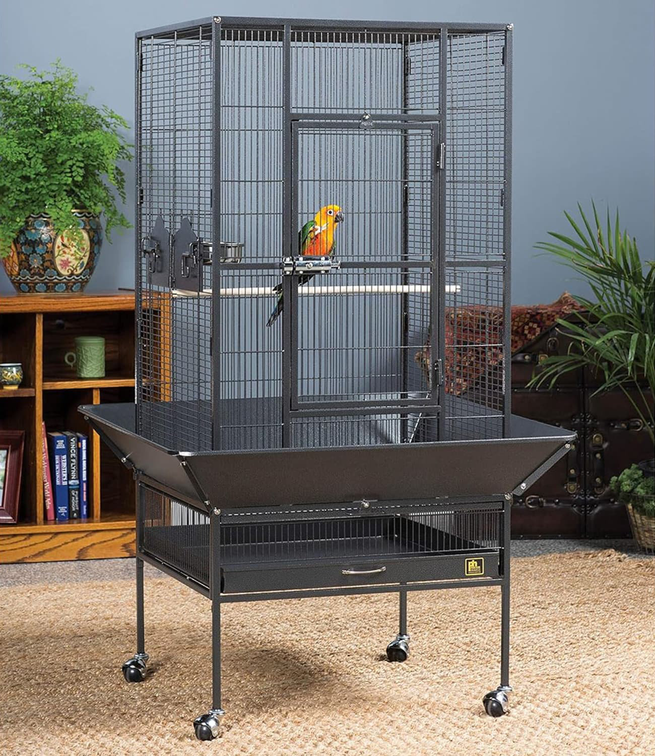 17 Stories Metal Bird Cage, Pet Supplies, Square Bird Cage, With Moving ...