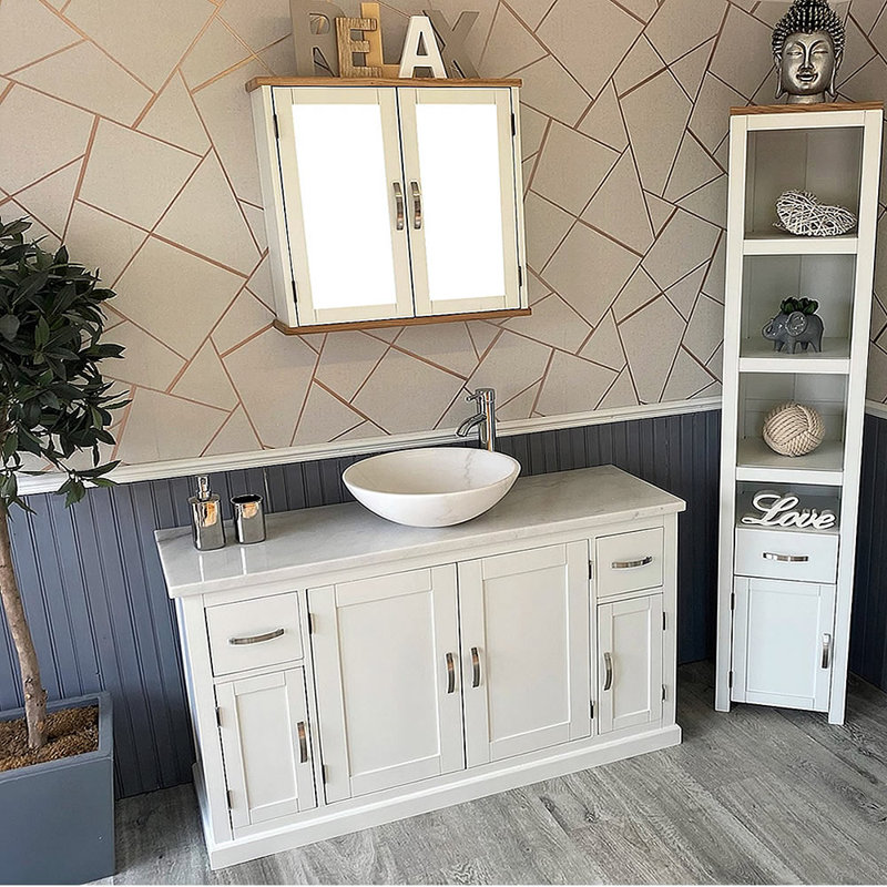 Ebern Designs Arana Solid Beech 1230mm Free-standing Single Vanity Unit ...