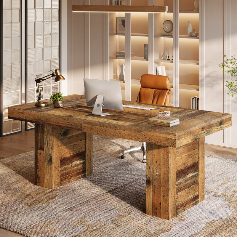 Millwood Pines 63" Farmhouse Executive Desk & Reviews | Wayfair