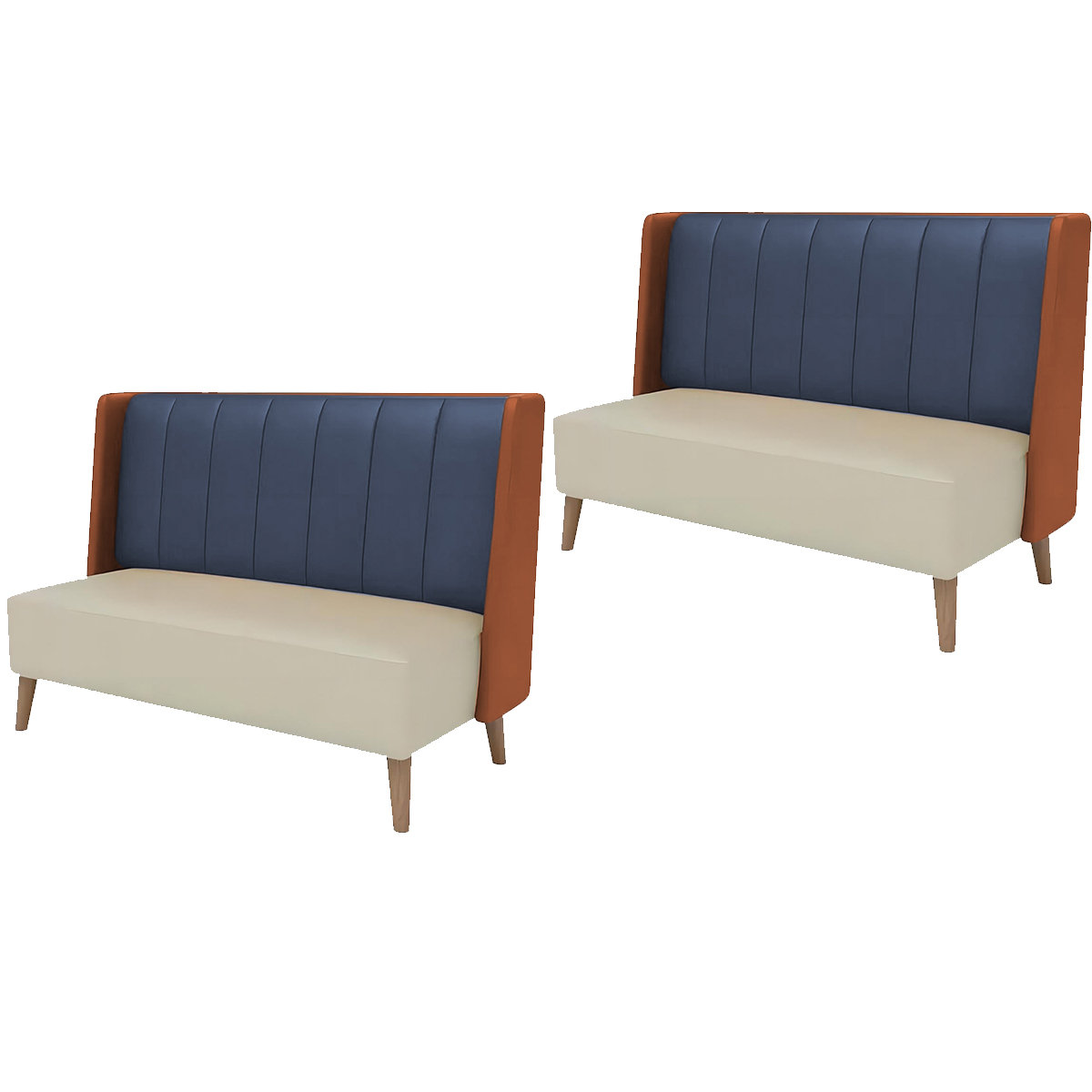 A UNIQUE LIGHT, LLC Restaurant Faux Leather Double Sofa Bench Set of 2 ...