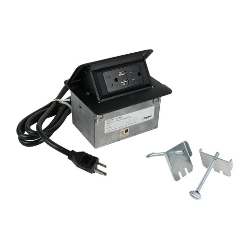 Legrand Cord Ended deQuorum™ Single Flip Up Unit with 15 Amp USB Outlet ...